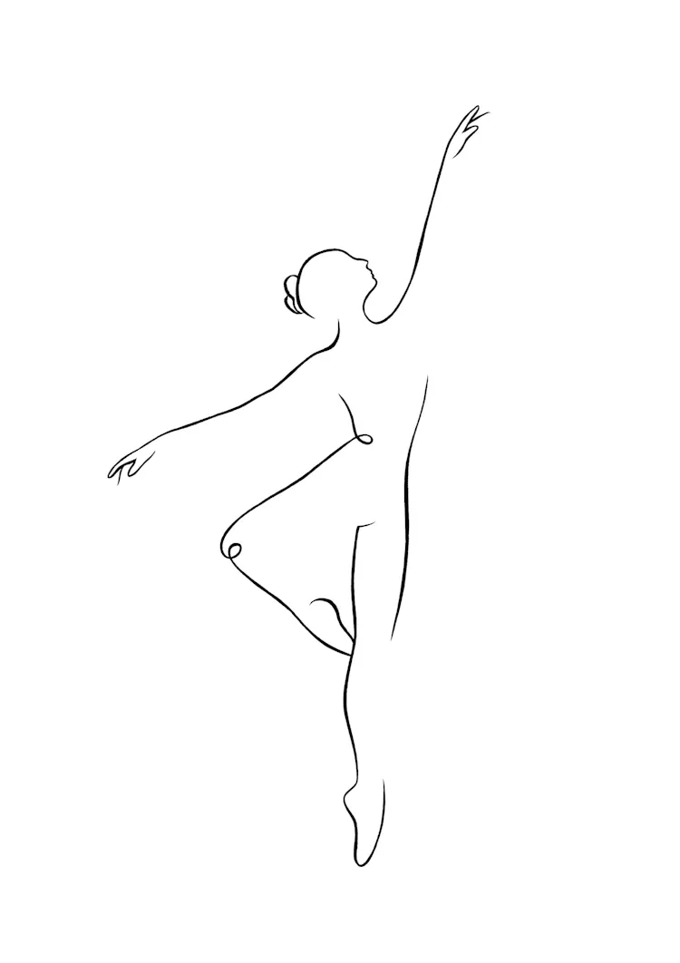 Ballerina Line Art Poster - Line art on white - desenio.co.uk