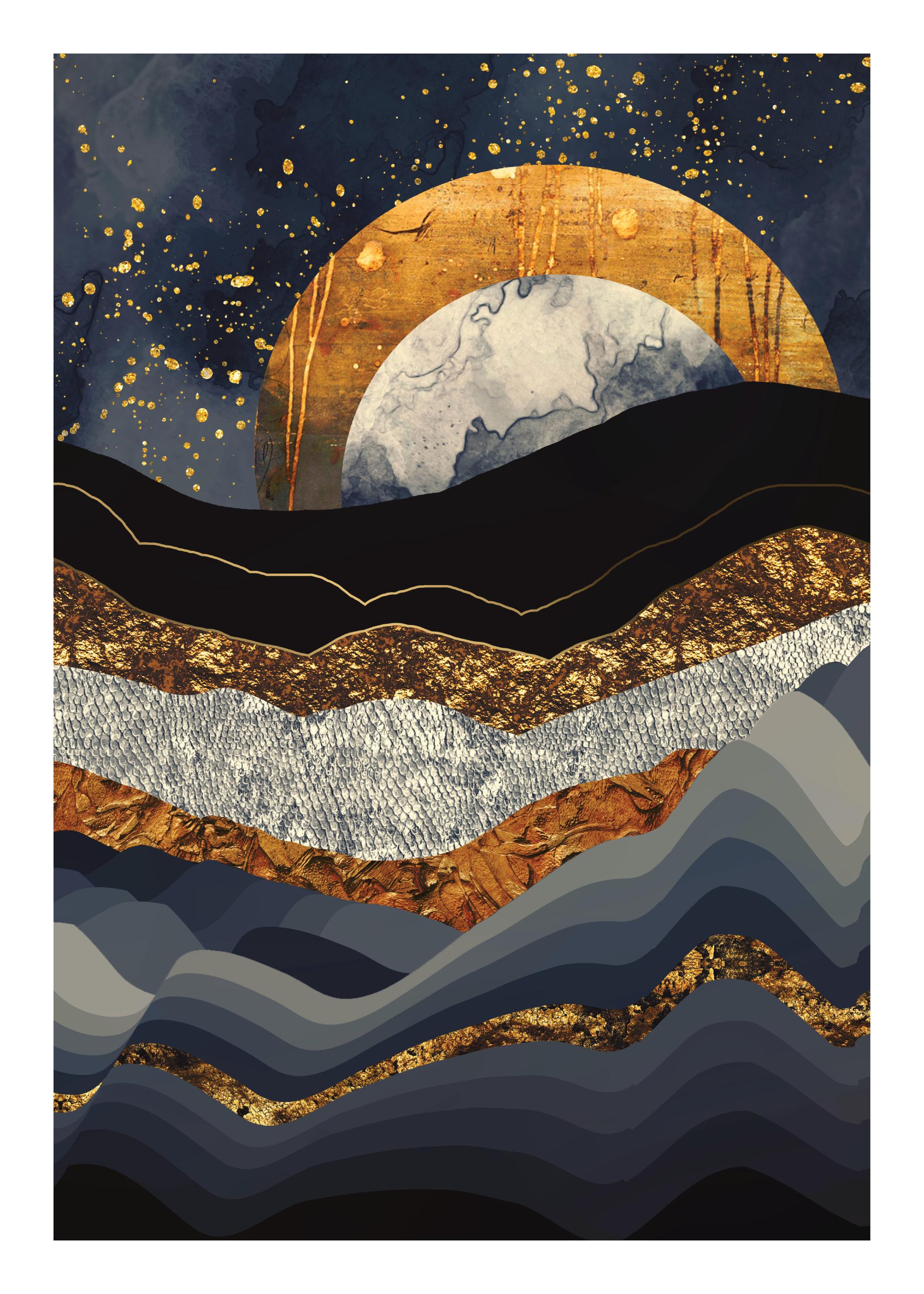 Metallic Mountains Poster - Graphical mountain landscape - desenio.co.uk