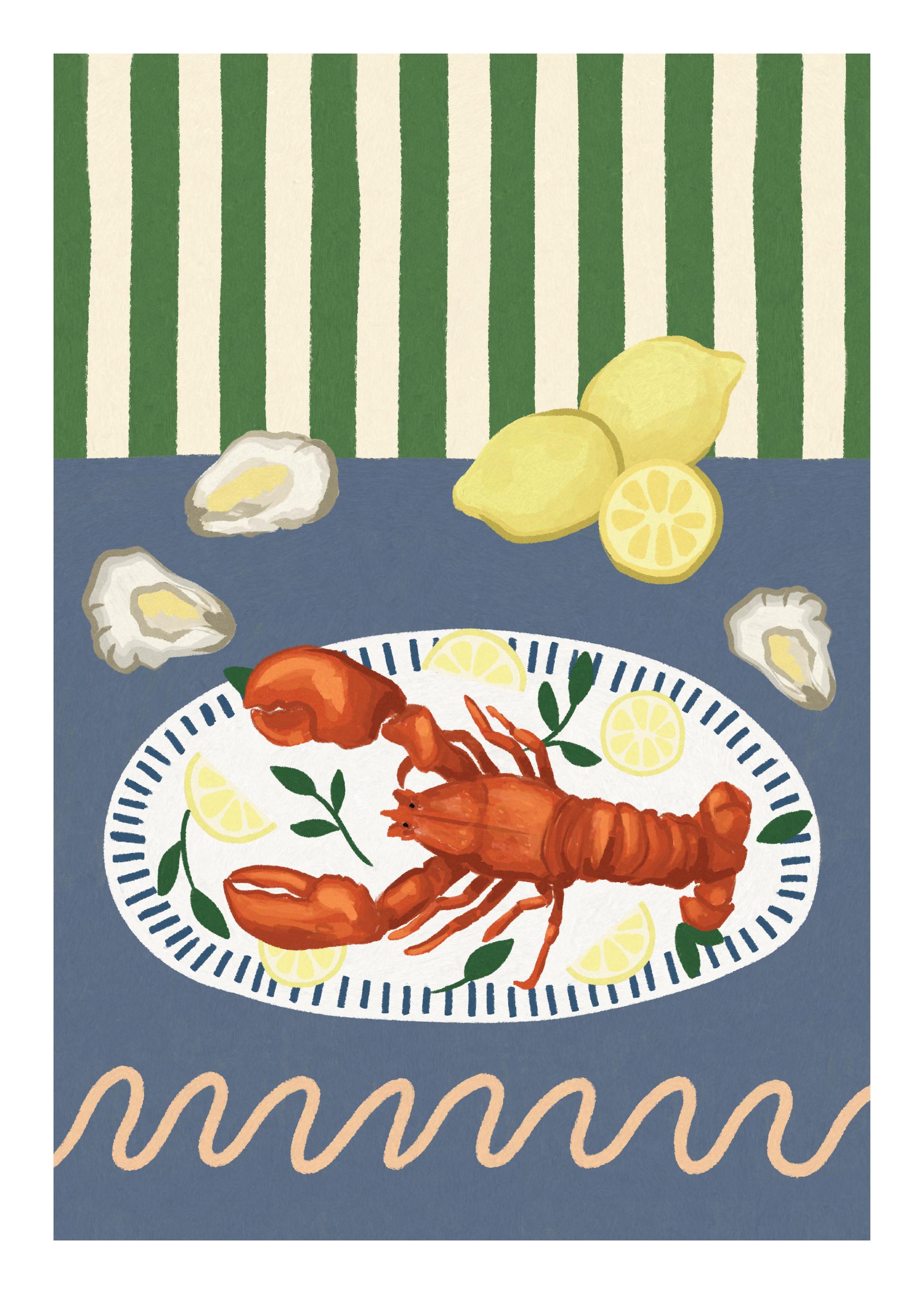 Lobster Plate Plakat – Køkkenkunst med hummer | Desenio