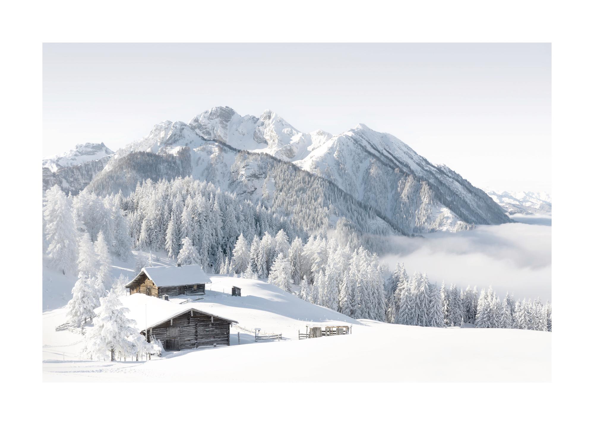 Snowscape Poster – Winterlandschaft mit Bergen & Hütten | desenio.de