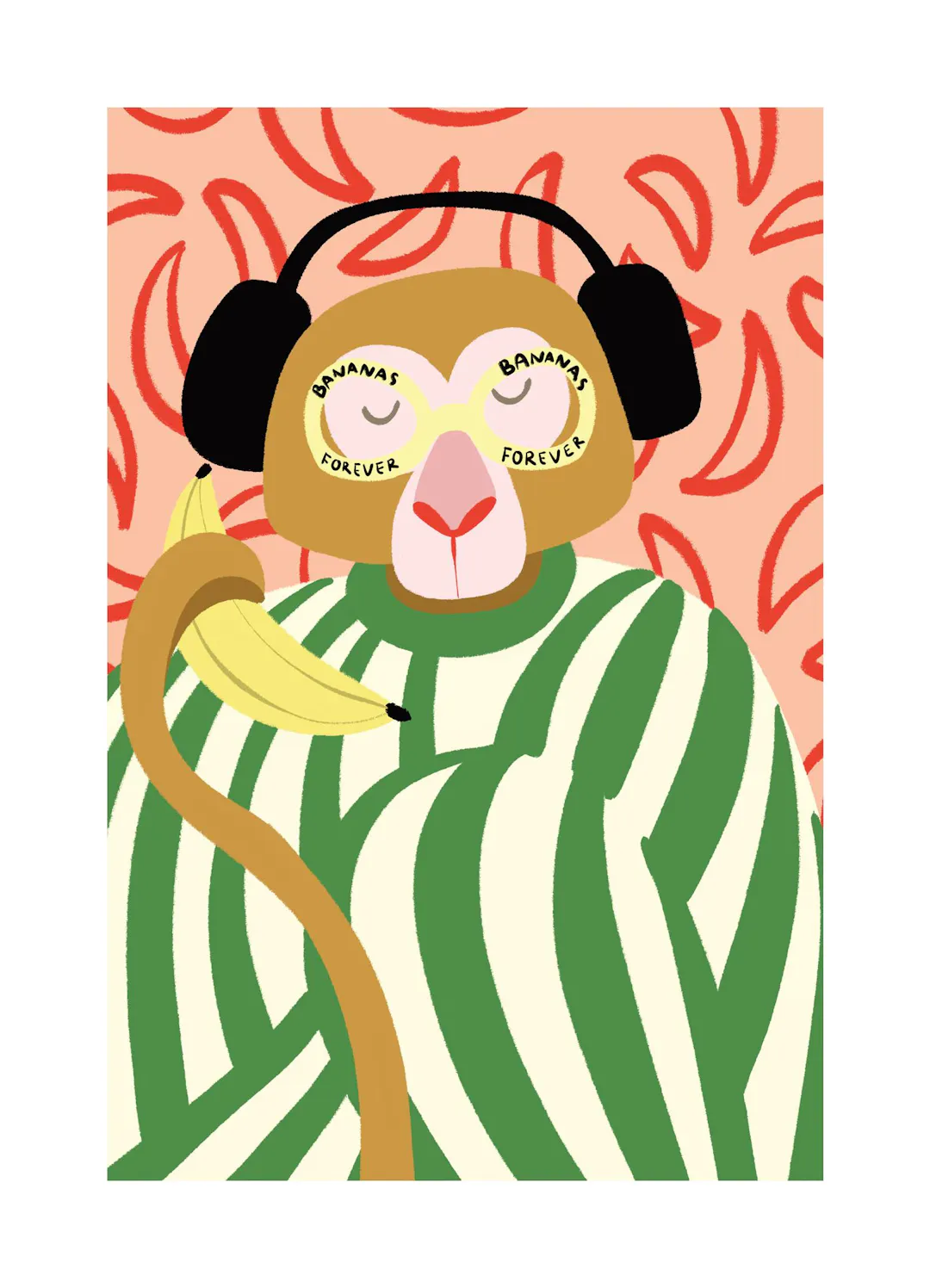 Affiche singe vert amusant avec banane – Bananas Forever | desenio.fr