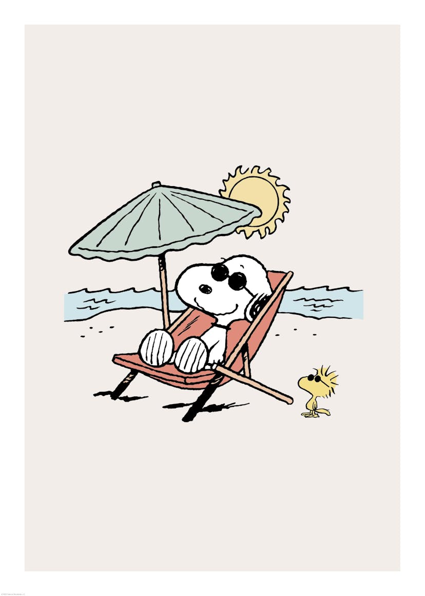 Snoopy Dancing Poster – Zwarte-witte Peanuts™ illustratie | Desenio