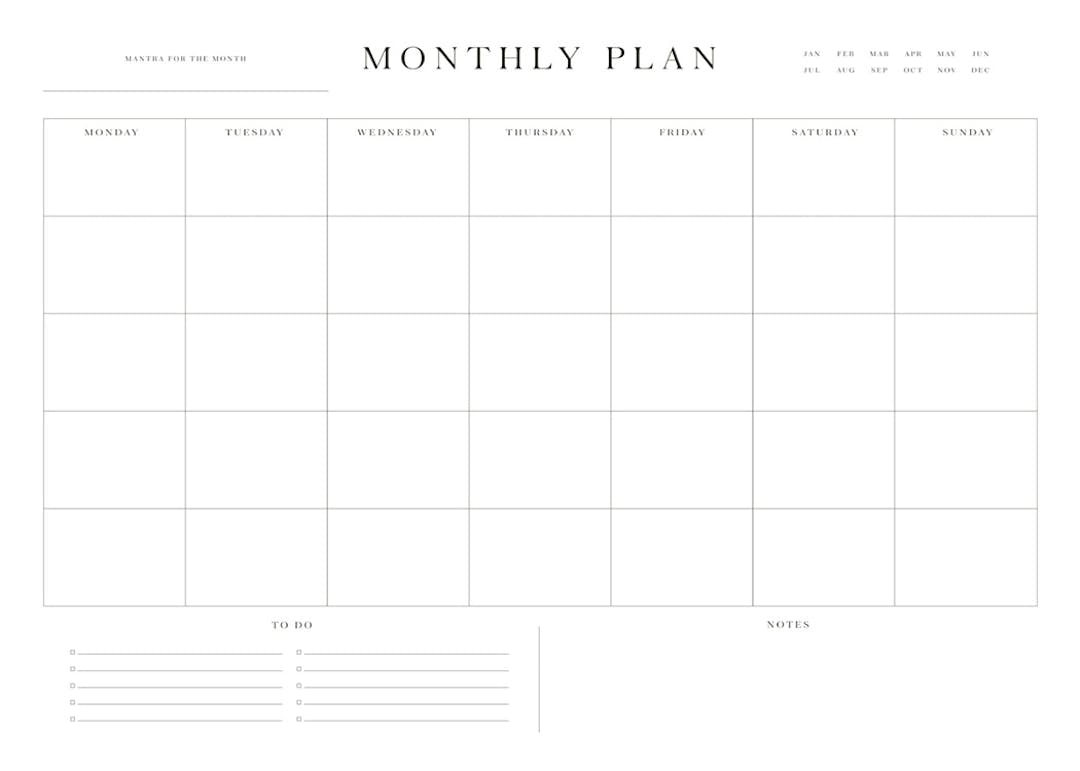 Weekly Planner Poster - White weekly planner - desenio.co.uk