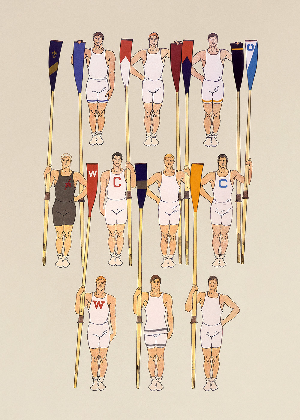 Affiche College Crew – Illustration d’équipe d’aviron pour déco murale