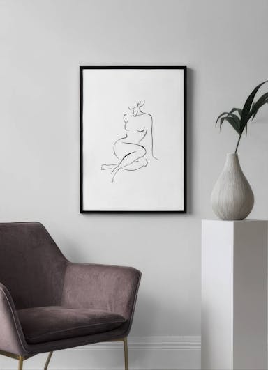 Posing Line Art Poster – Stilren linjeteckning i bläck | Desenio.se
