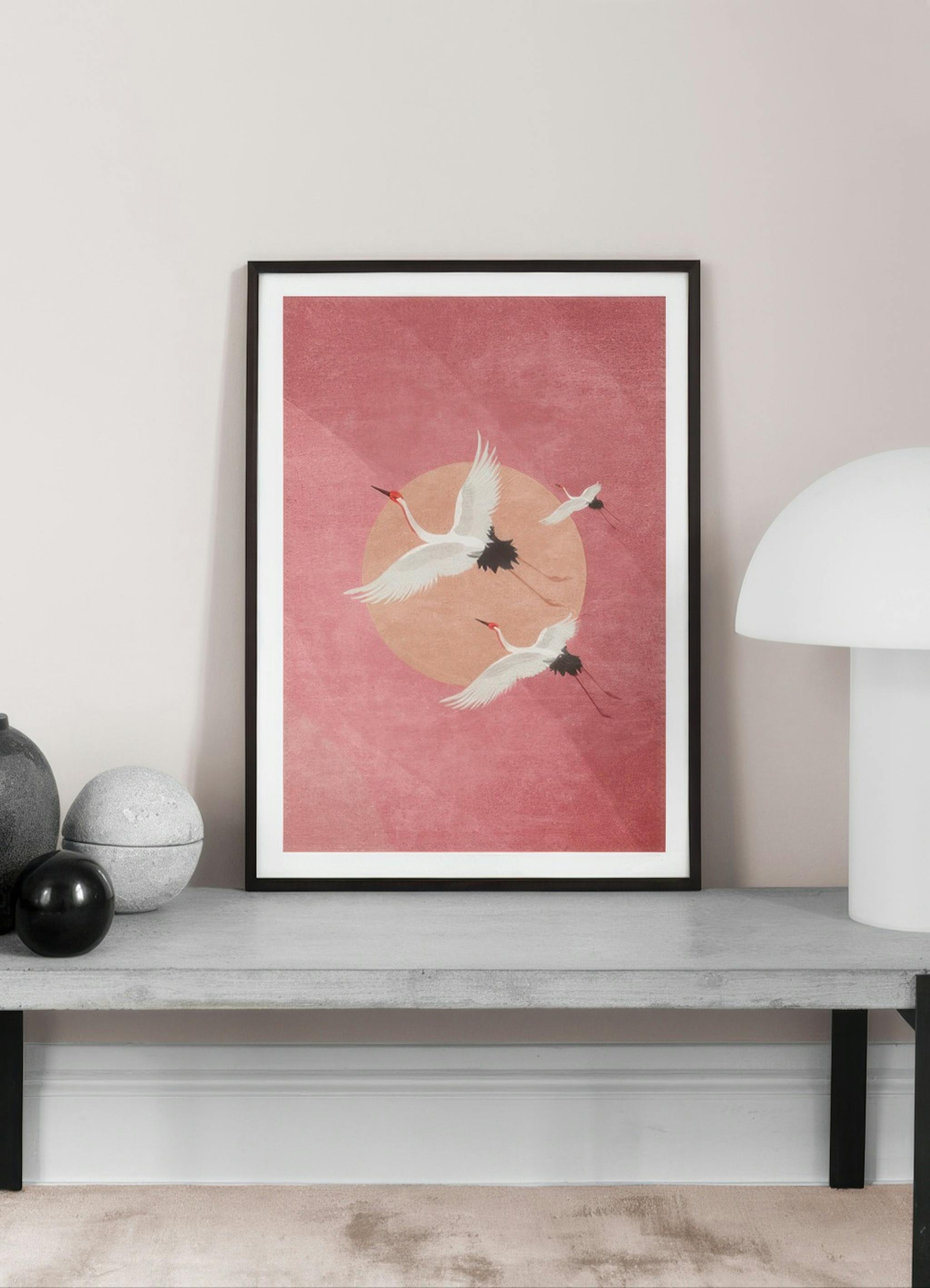 Flying Cranes Print – Graphic Poster Wall Art | Desenio