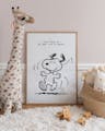 Snoopy Dancing Poster – Zwarte-witte Peanuts™ illustratie | Desenio