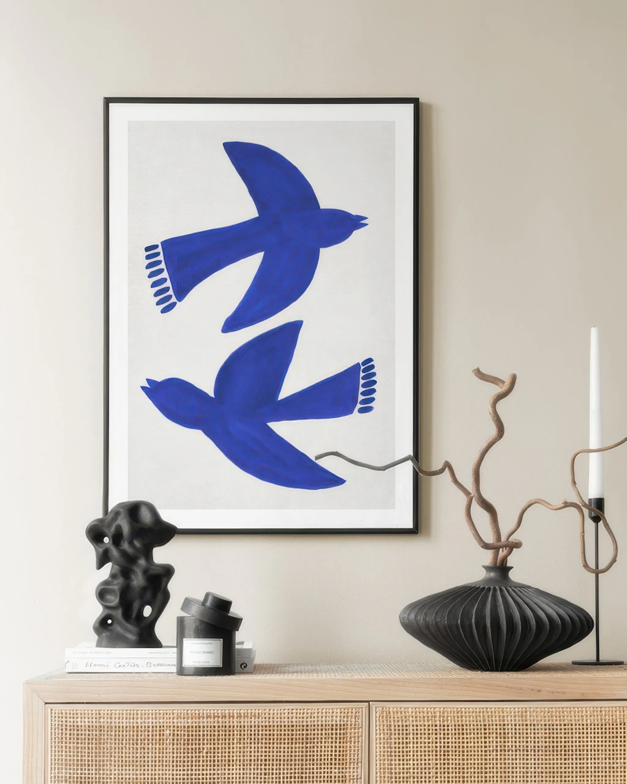 Bluebirds Fly Print – Abstract Bird Poster | Desenio UK
