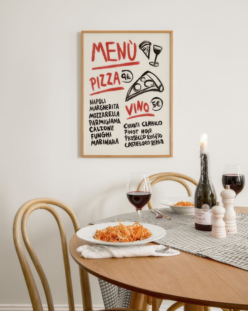 Pizza Vino Menu Print – Italian Kitchen Wall Art | Desenio