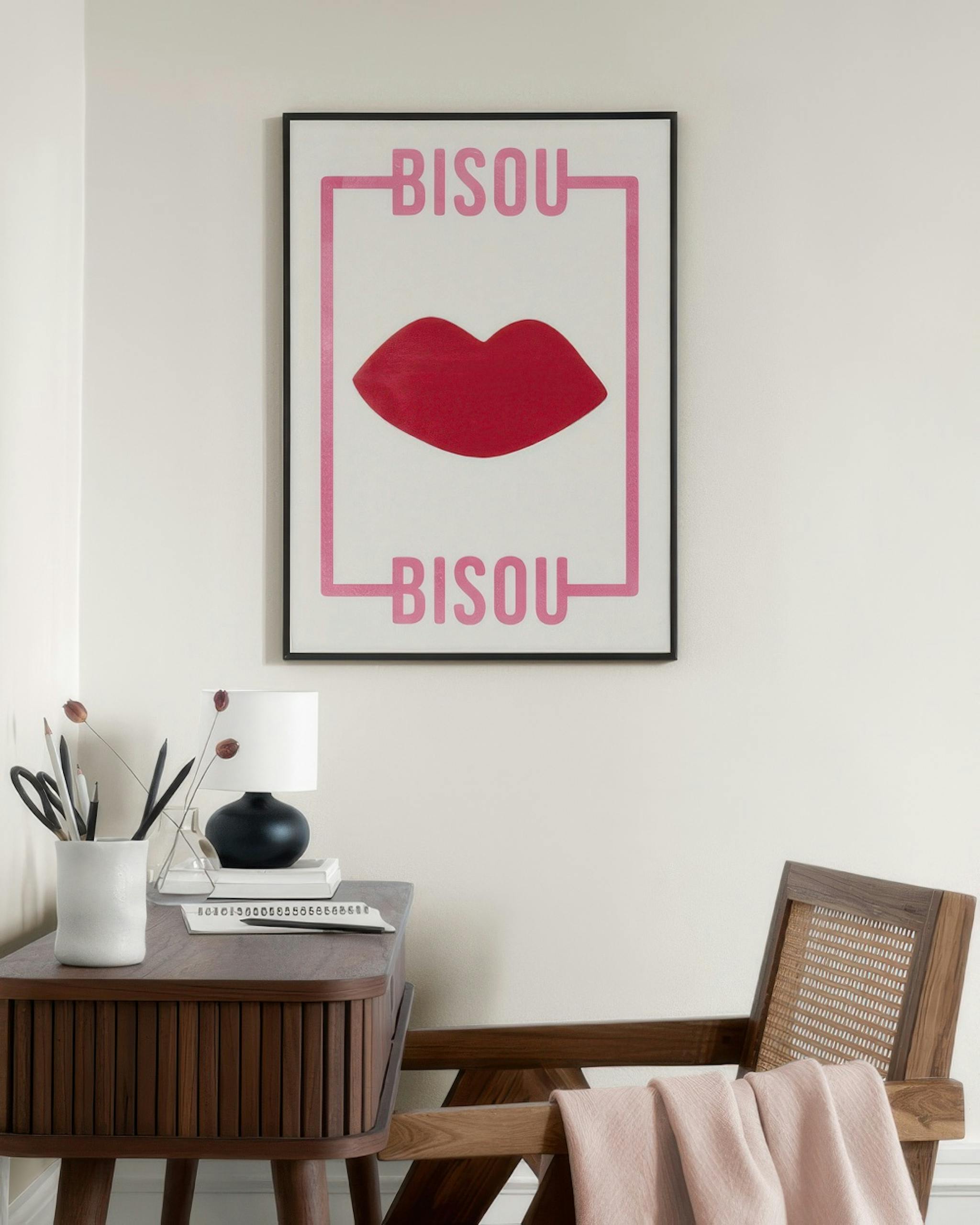 Bisou Bisou Print – Red Lips Poster | Desenio