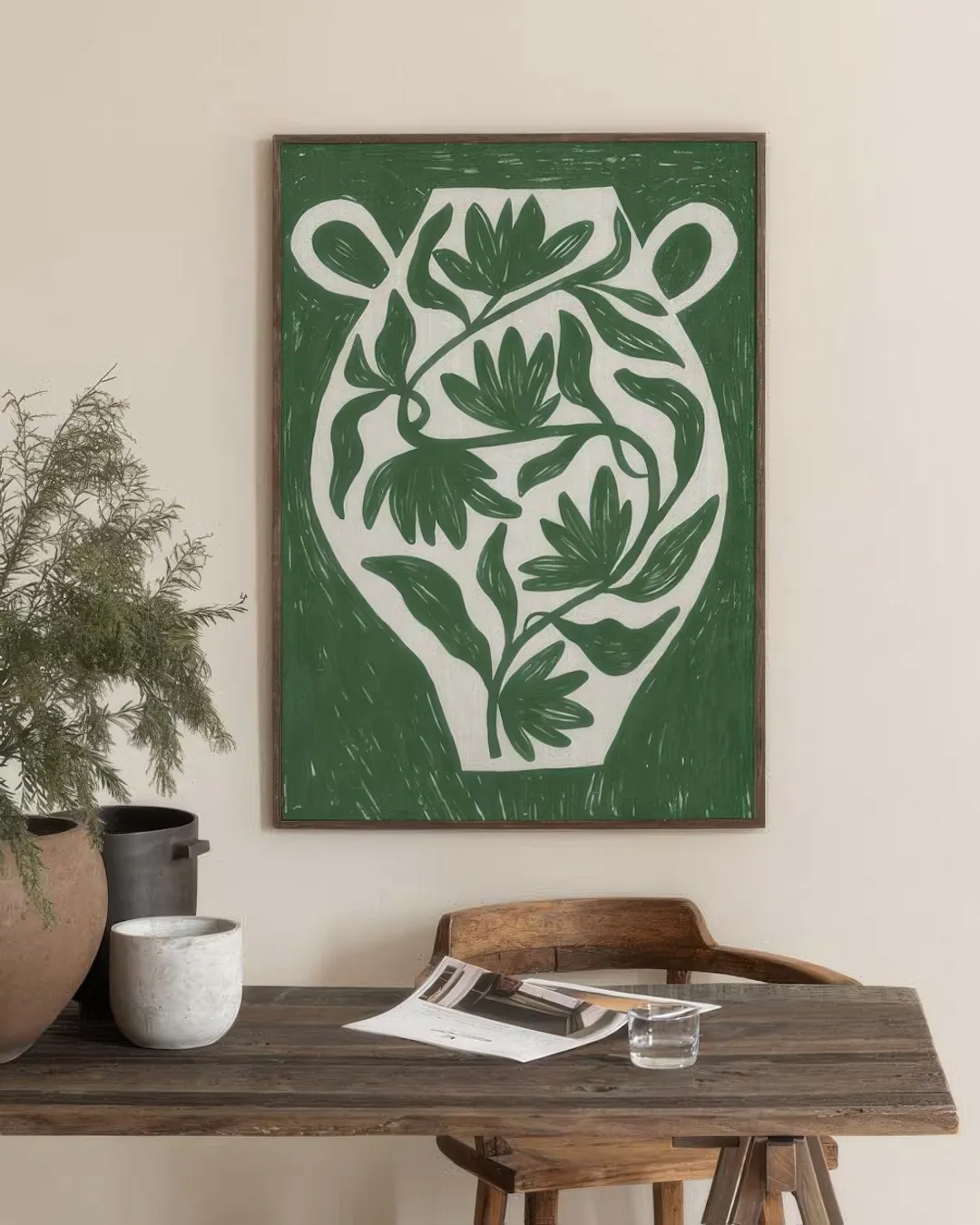 Green Botanical Vase Print – Botanical Poster | Desenio