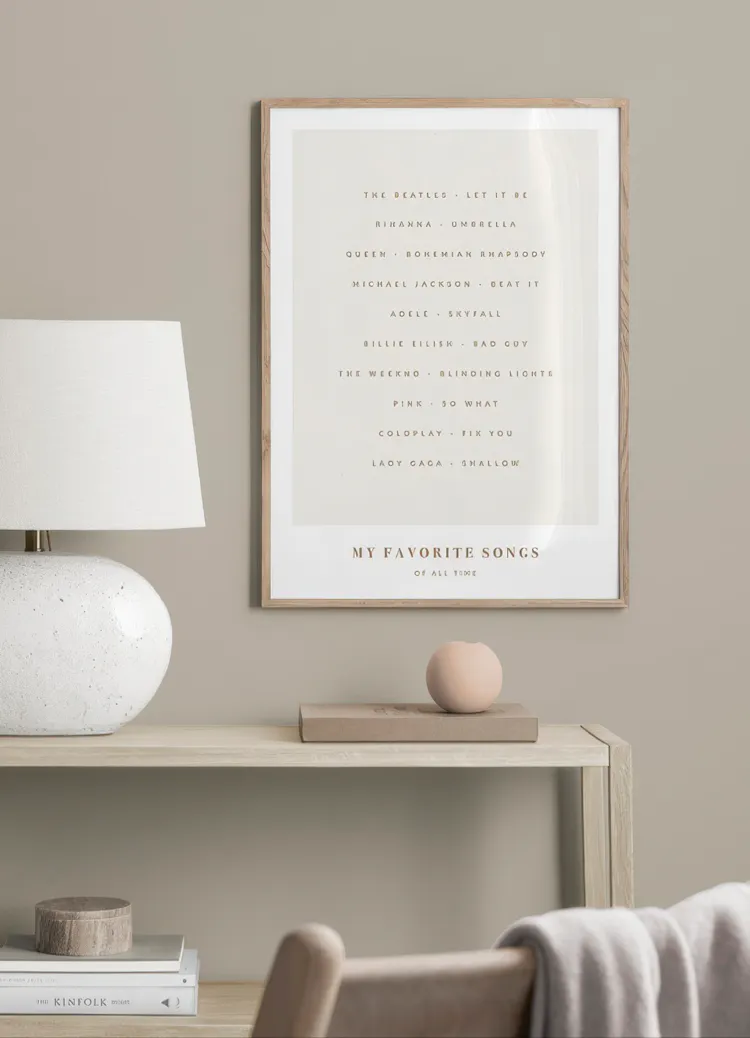Personalised Favourite Songs Poster – Beige Print | Desenio UK