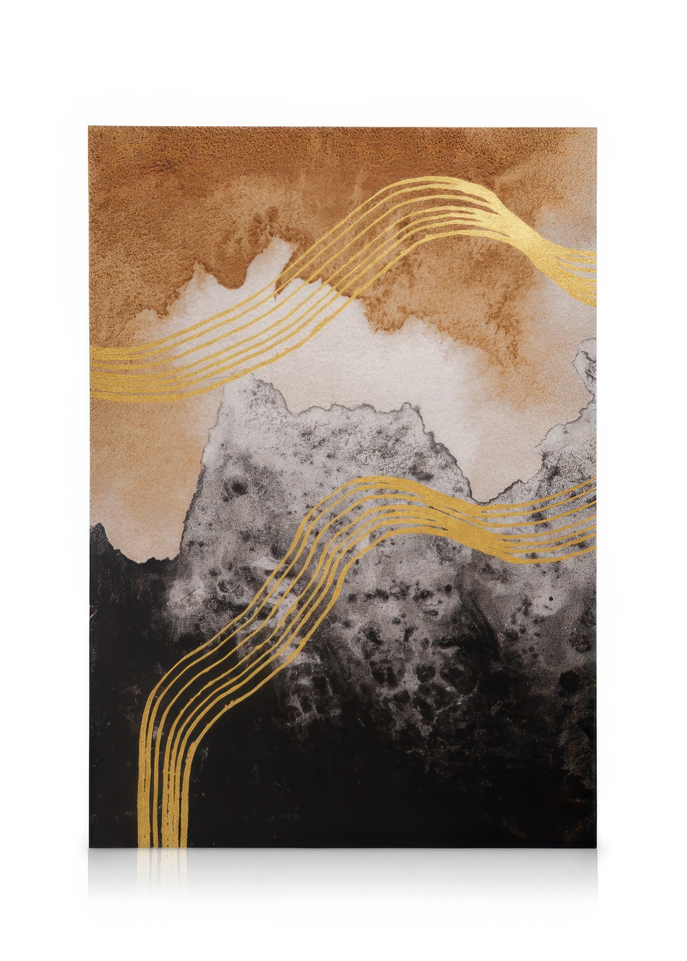 Abstract Watercolor Mountain Canvas - Gold lines - desenio.com.au