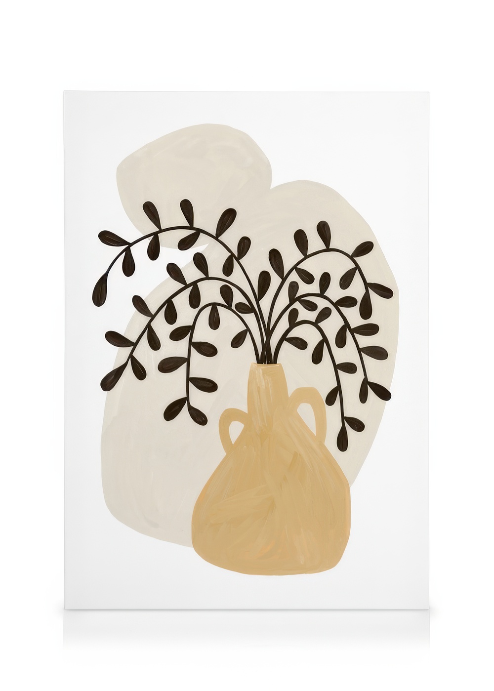 Toile Yellow Vase – Art minimaliste vase décoratif beige et jaune