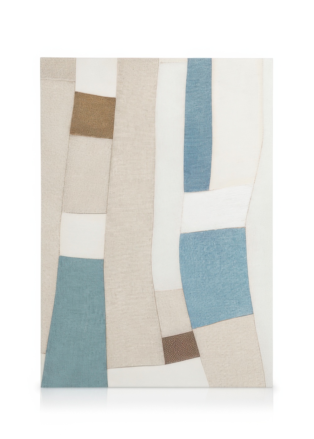 Toile textile moderne abstraite bleu et beige – Desenio