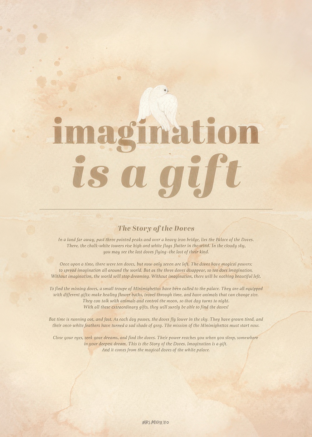 Affiche Story of the Doves Beige – Conte magique et colombe blanche ...