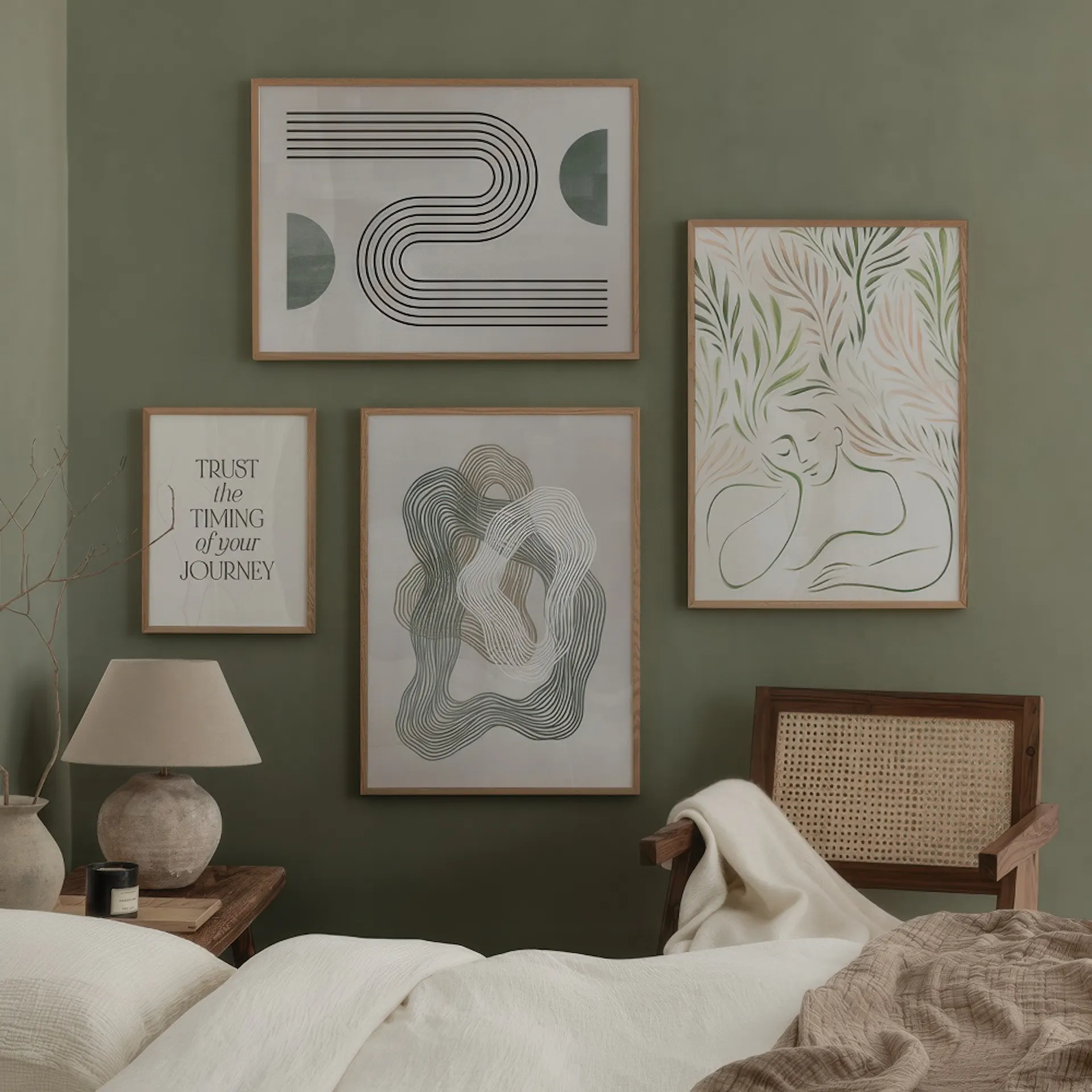 Green Lines Poster Set – Abstract & Quote Print | Desenio