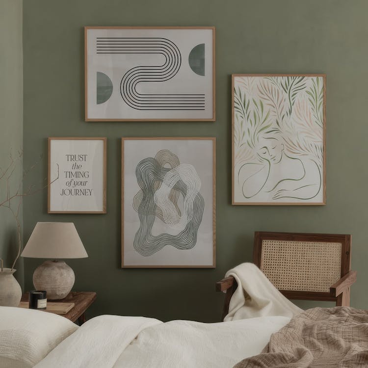 Green Lines Poster Set – Abstract & Quote Print | Desenio