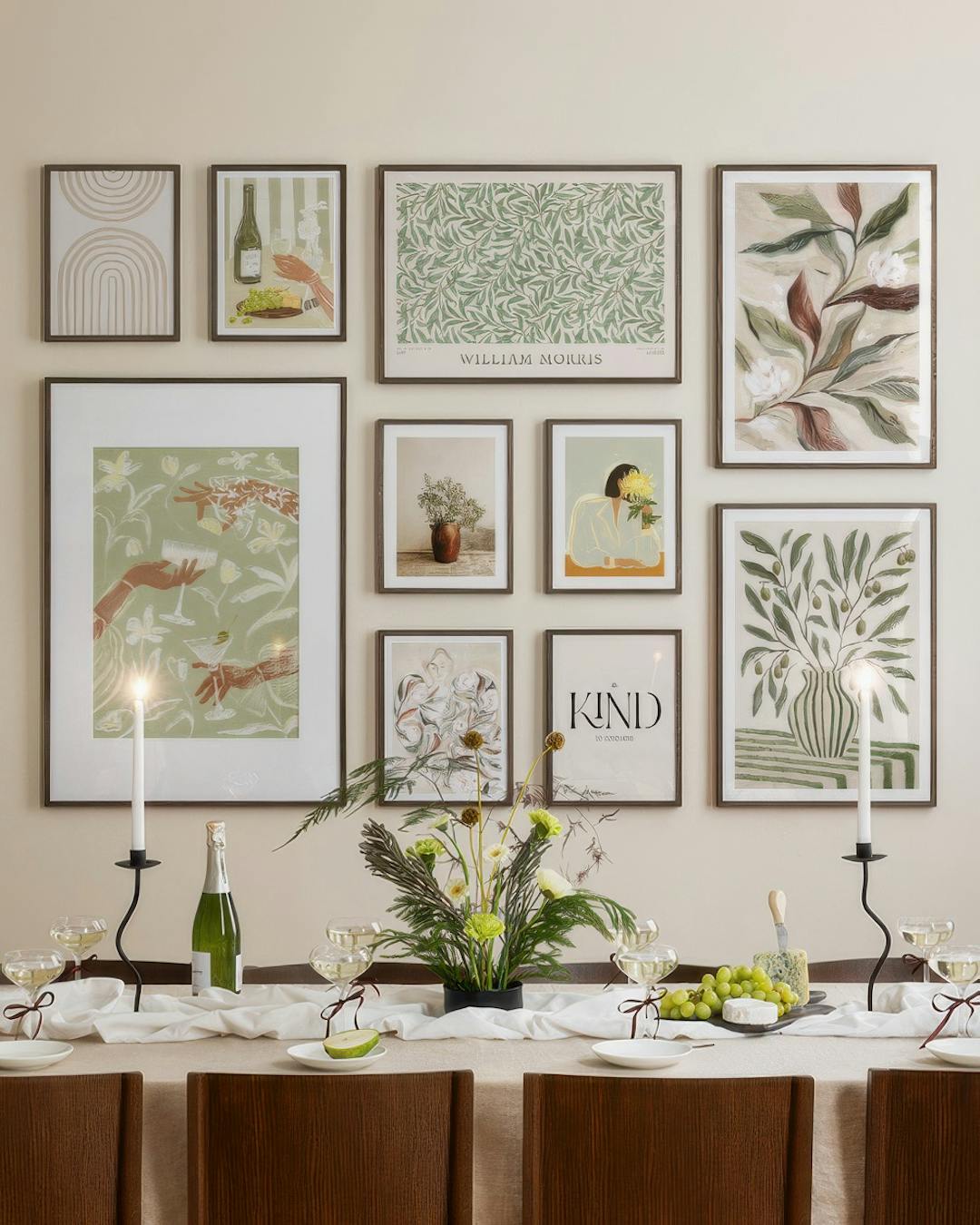 Festive Greens Gallery Wall – Botanical Nature-Inspired Art Prints ...