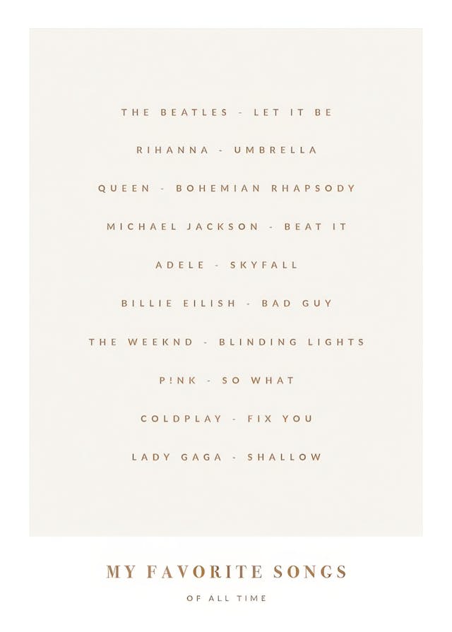 Personalised Favourite Songs Poster – Beige Print | Desenio UK