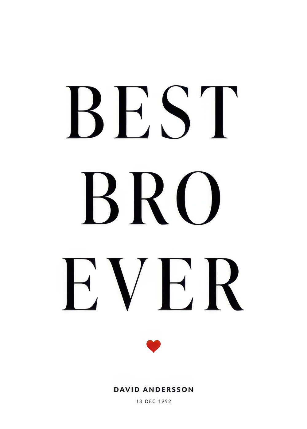 Poster Personalizado "Best Bro Ever" – Presente para Irmão | Desenio.pt