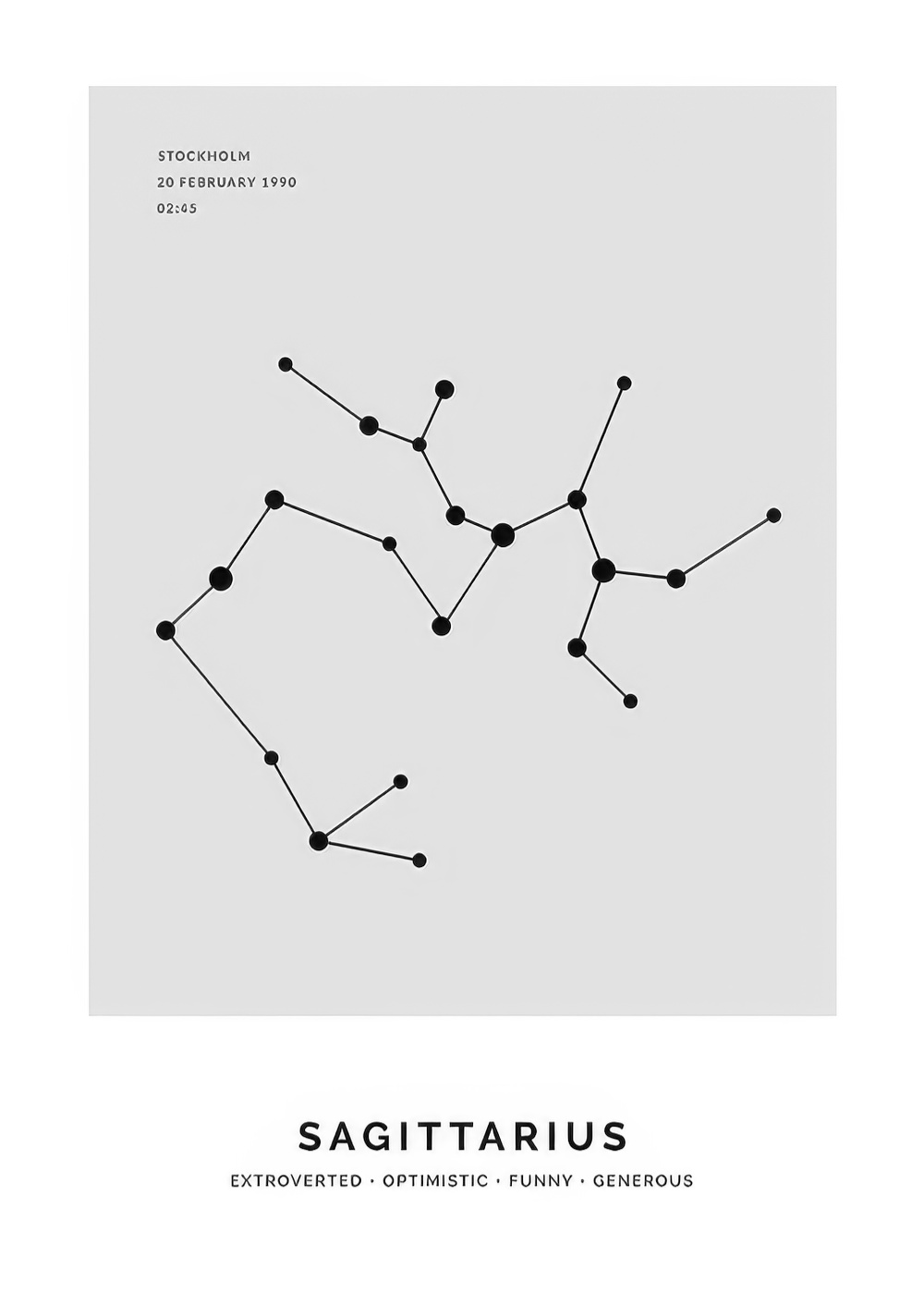 Persoonlijke Boogschutter Poster – Grijs | Constellation Design ...