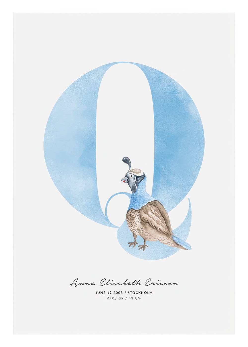 Póster Infantil Personalizado con Letra Q y Animal - Desenio