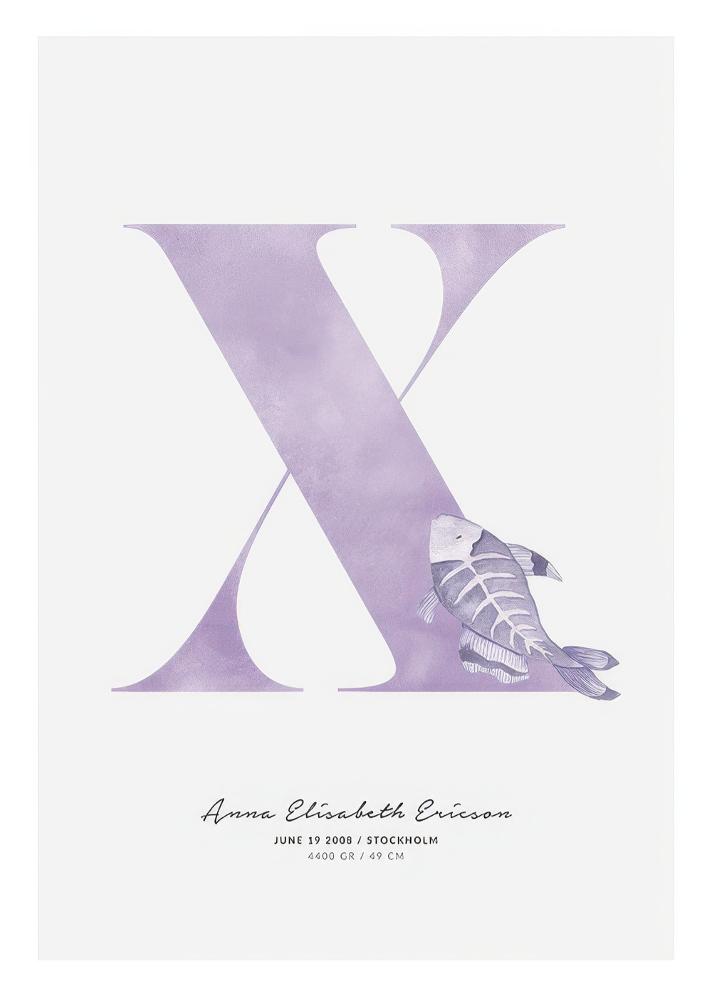 Kids Letter X Personal - Animal Initial Poster | Desenio EU