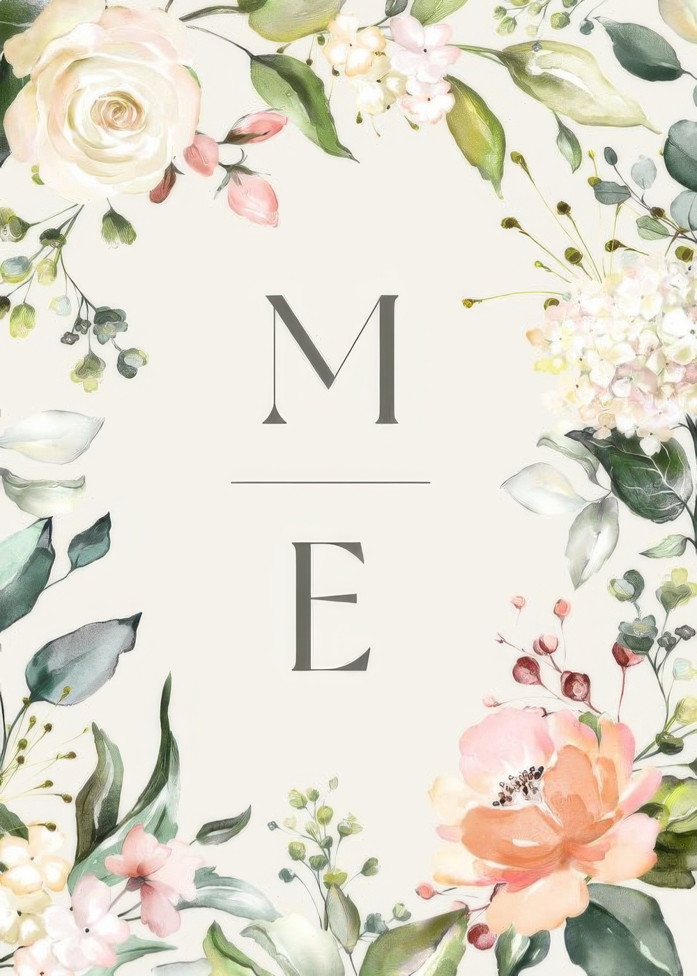 Initials Personal Poster - Floral Monogram Art | Desenio EU