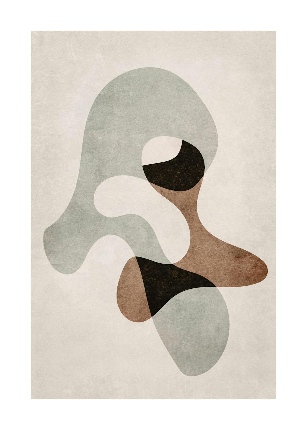 Curvy Forms Poster – Abstract Art in Beige Tones | Desenio