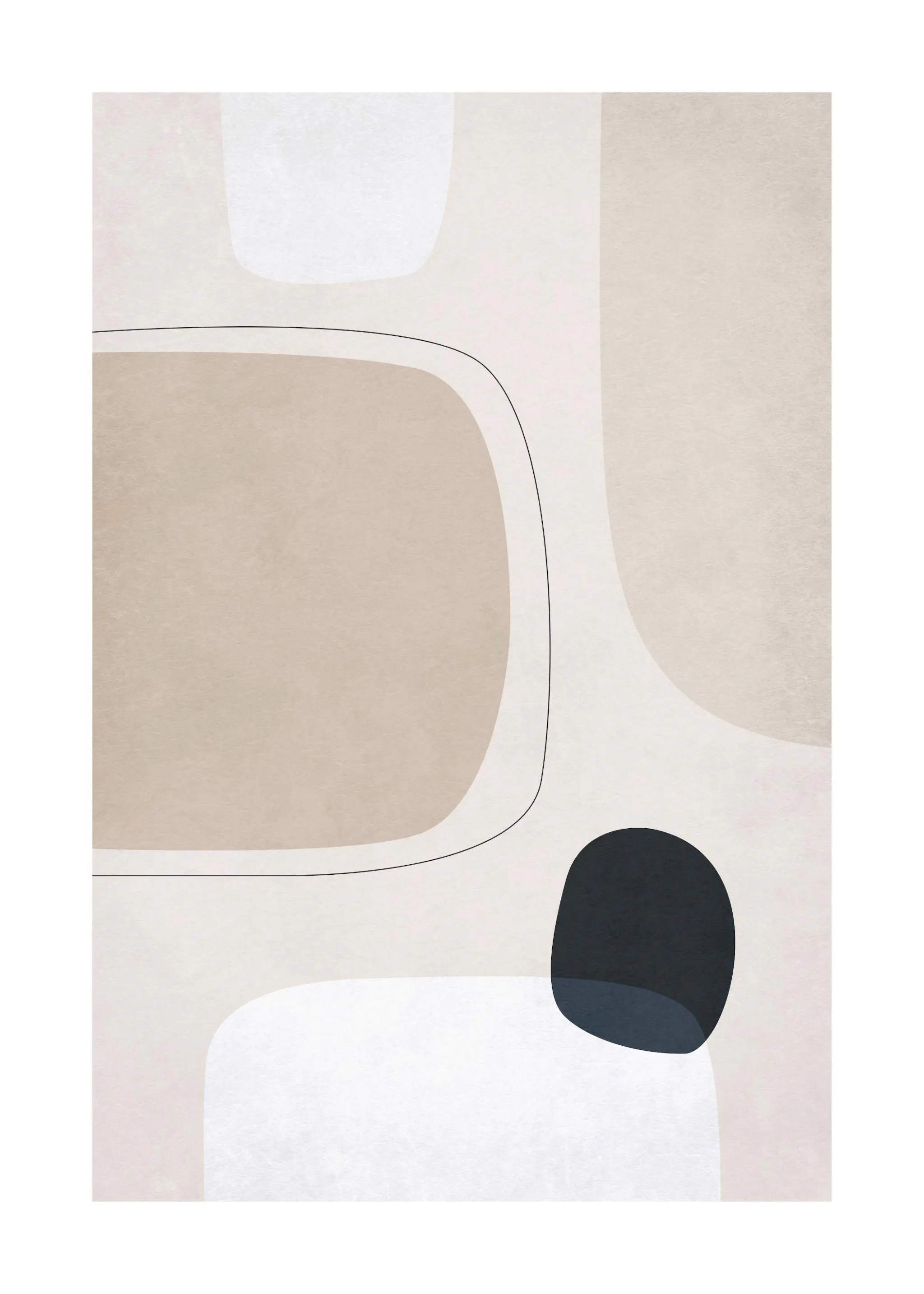 Boho Shapes Poster – Geometrisches Wandbild in Beige & Schwarz | Desenio