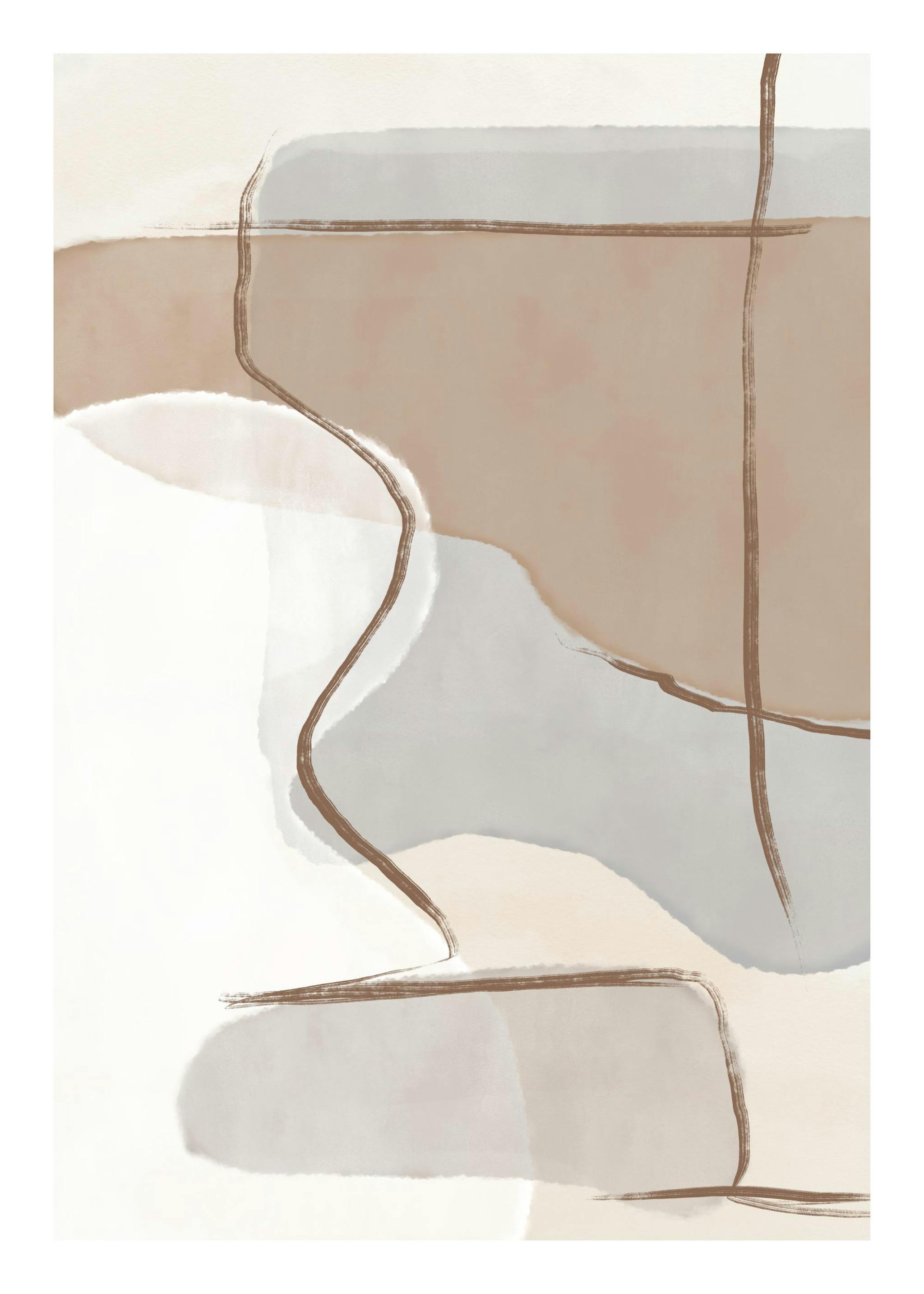 Beige And Blue Abstract No2 Poster - Blue and beige abstract shapes ...