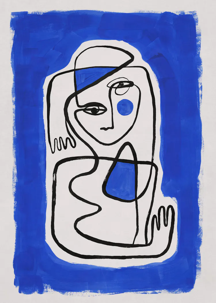 Portrait in Blue Print – Modern Art Poster | Desenio Canada