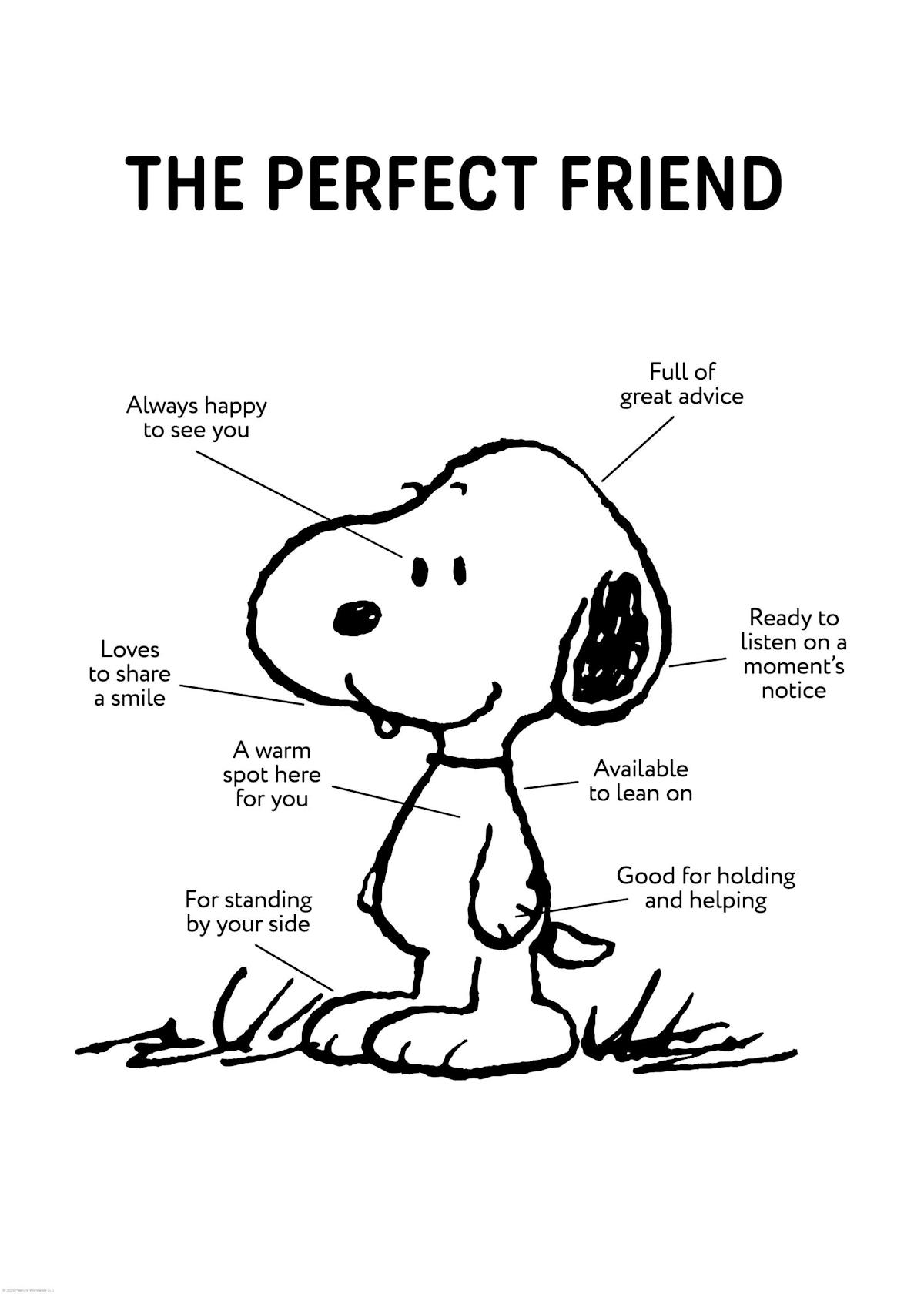 Snoopy Dancing Poster – Zwarte-witte Peanuts™ illustratie | Desenio