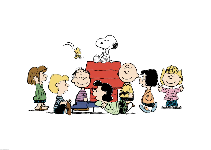 Póster Snoopy y Emilio con flor - Lámina infantil | Desenio