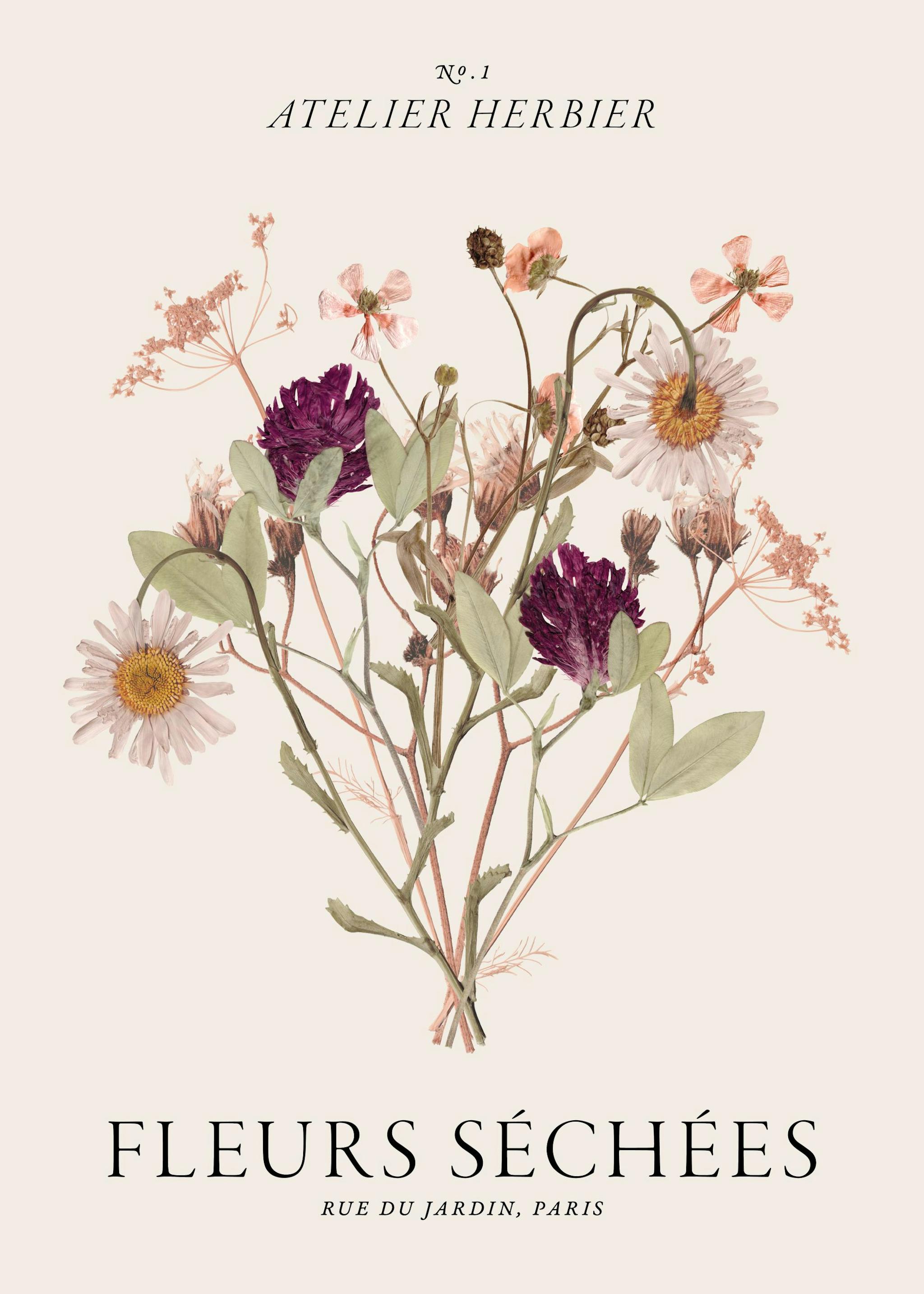 Affiche Vintage Flowers Two – Illustration botanique rétro sur desenio.fr