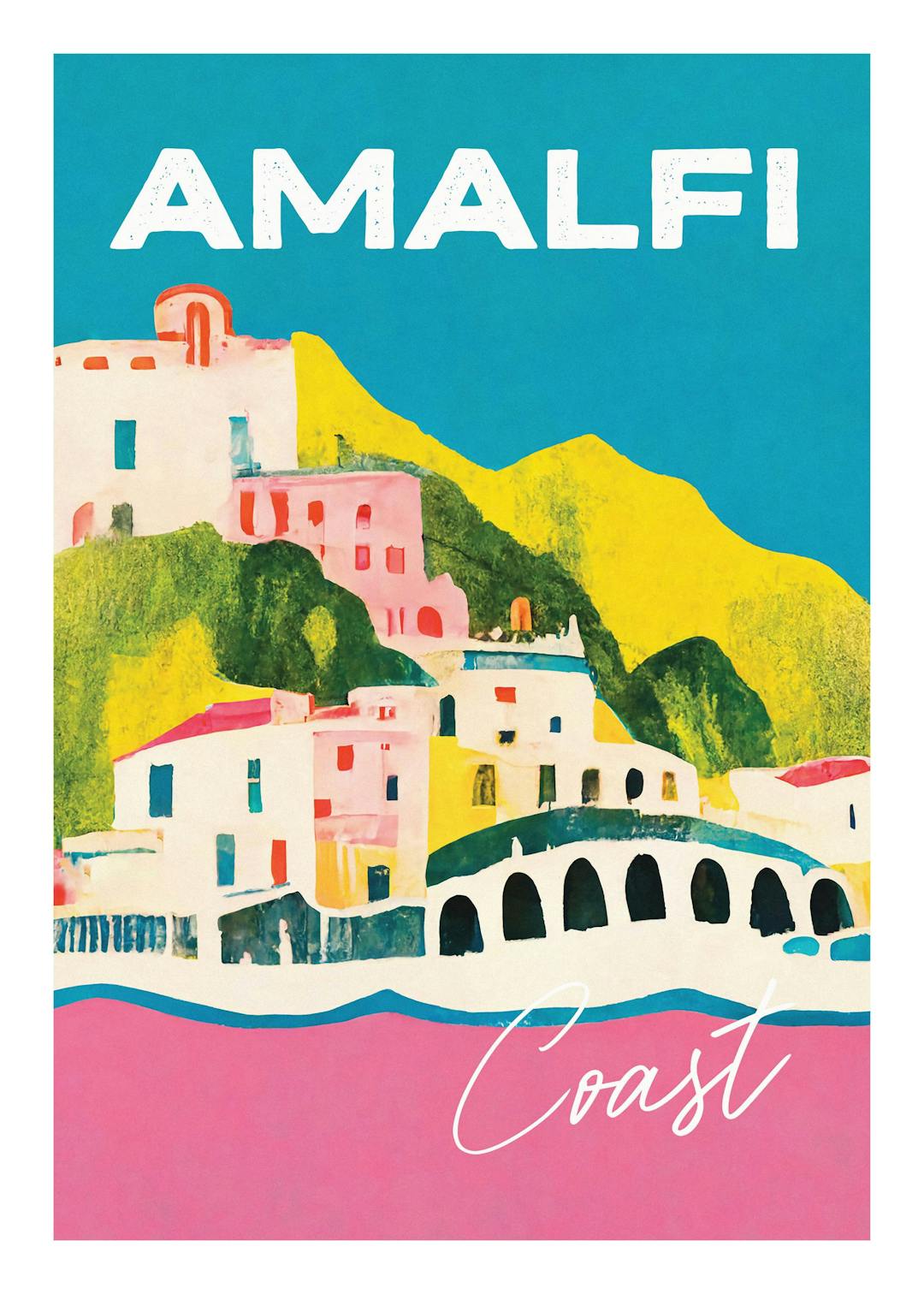 SipCircle - Italy Amalfi Pastel Coast Poster | Desenio CA