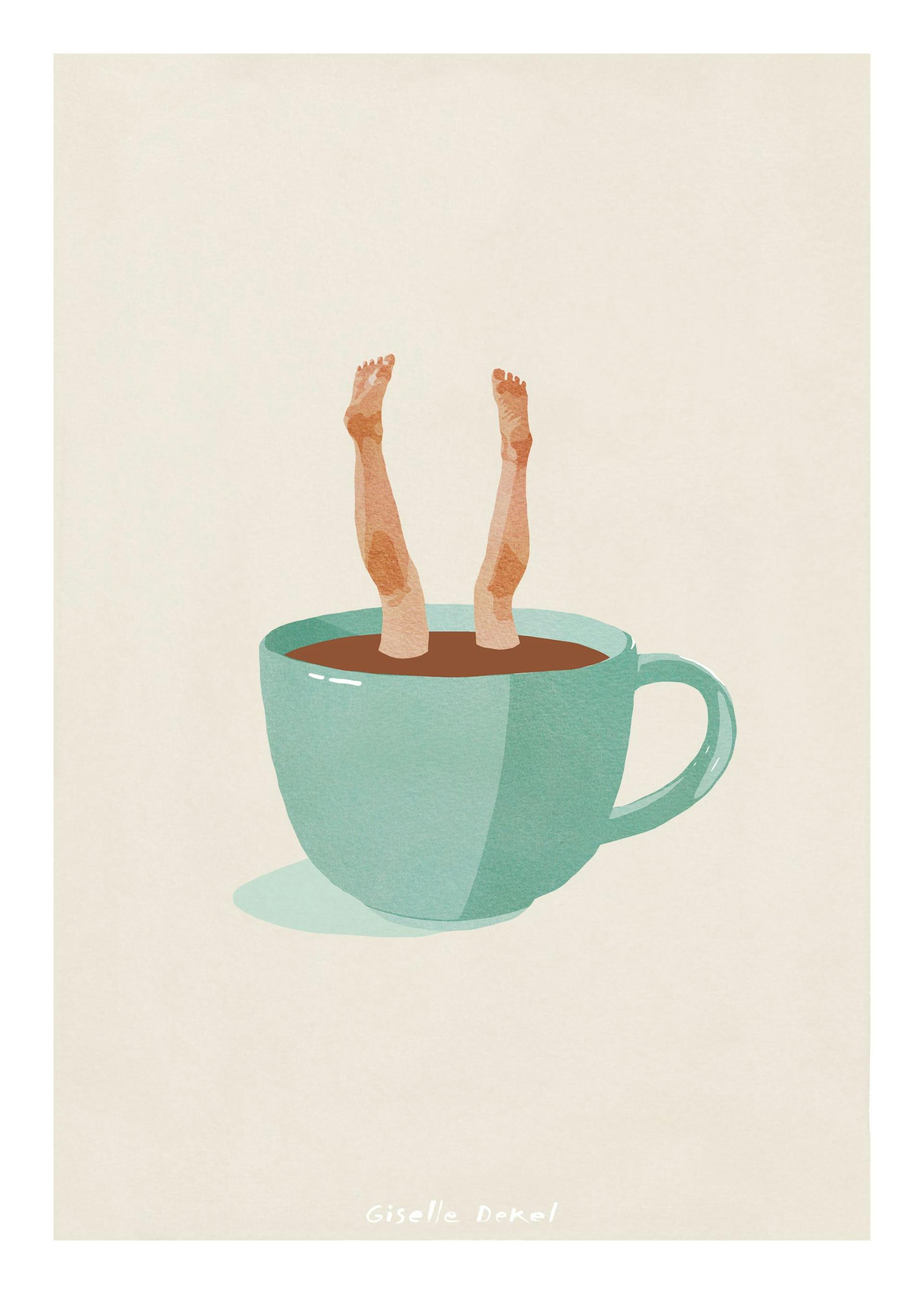 Póster Giselle Dekel – Mujer en Baño de Espuma con Cielo Azul | Desenio