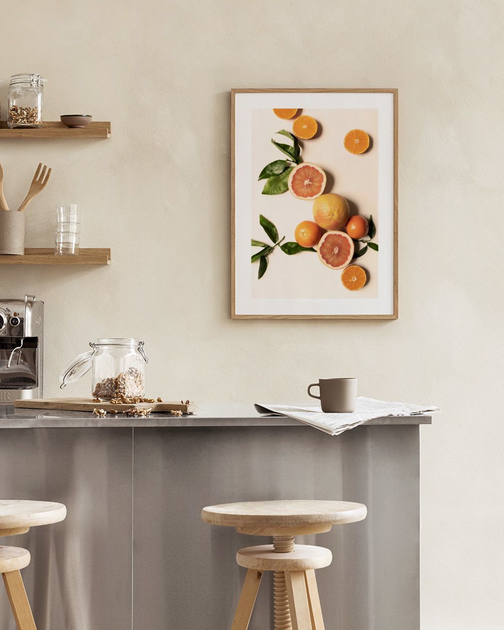 Póster Fresh Citrus No1 con naranjas y hojas verdes | desenio.es