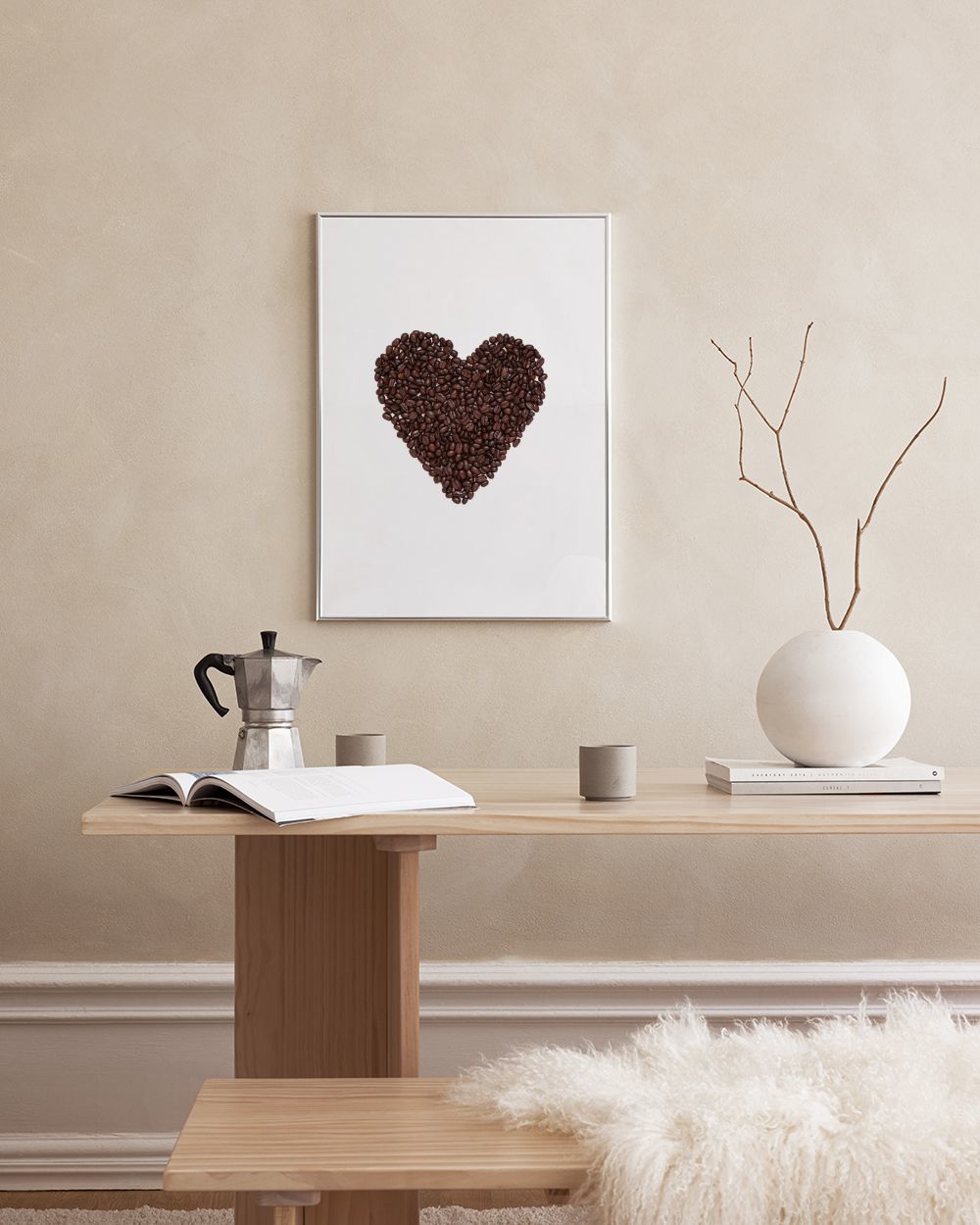 Poster Coffee Heart – Stampa decorativa con chicchi di caffè a forma di ...
