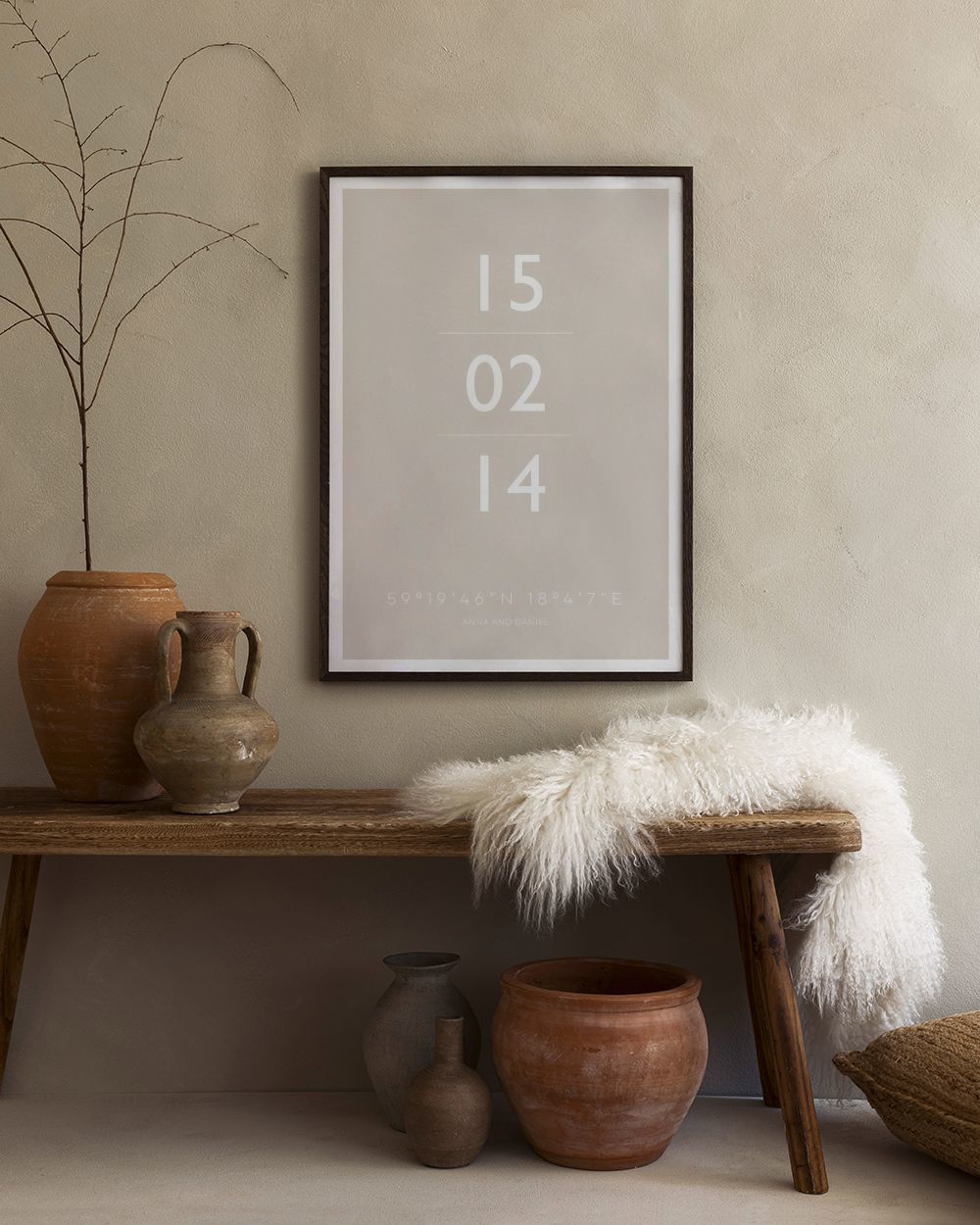 Personalised Date & Coordinates Poster – The Date Beige | Desenio.co.uk