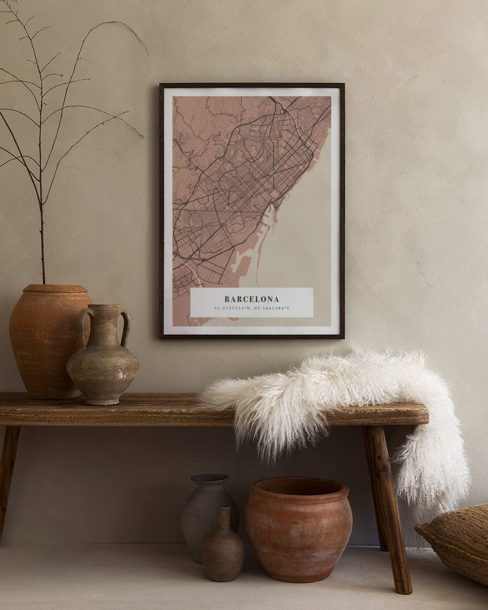 Personalized City Map Print – Vintage Pink Poster | Desenio