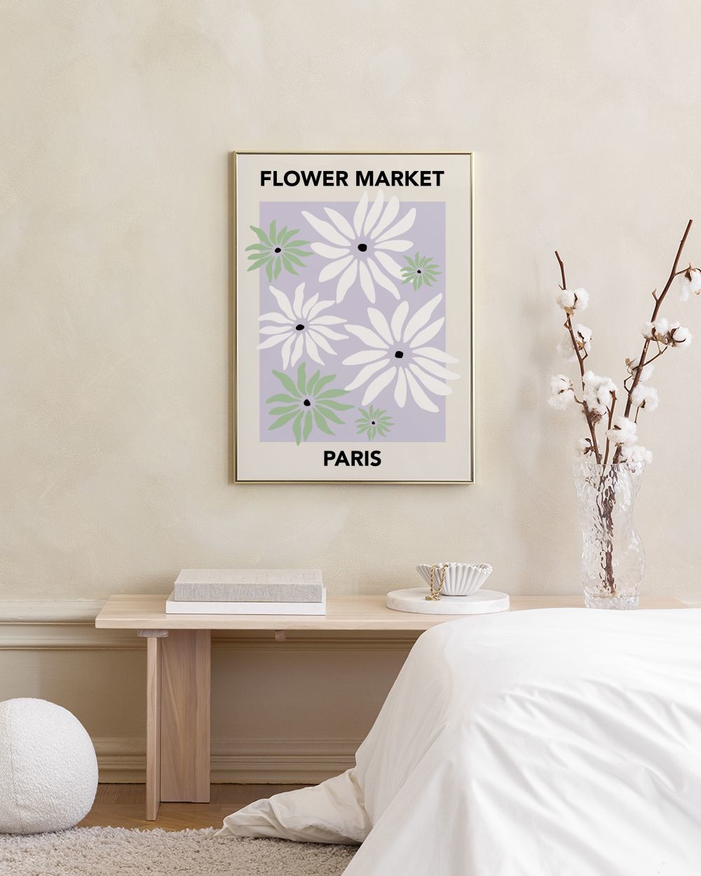 Affiche Paris Flower Market – Illustration florale pastel