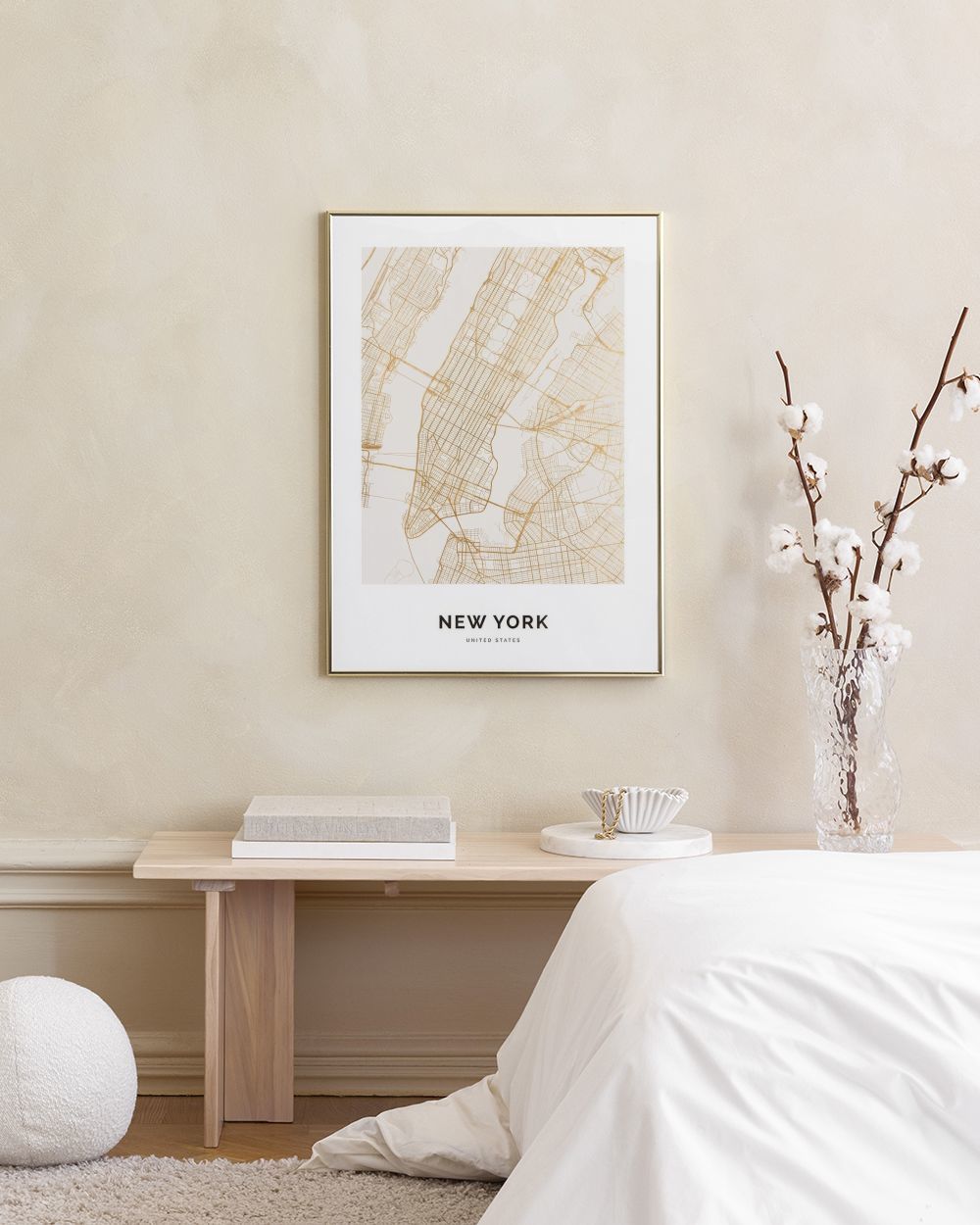 Póster dorado de Nueva York – Lámina decorativa elegante | Desenio