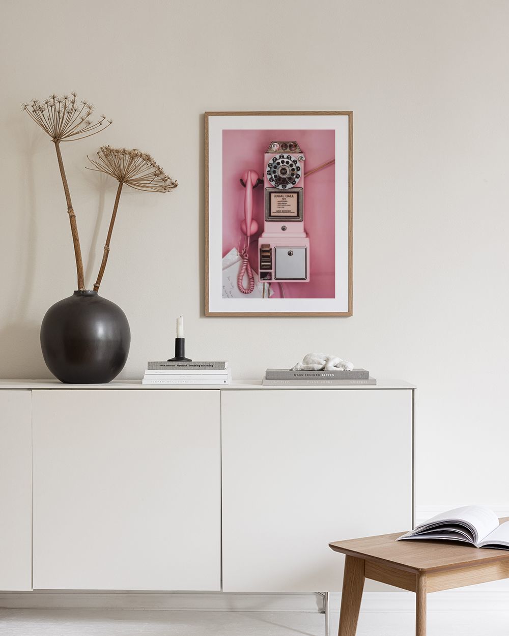 Pink Pay Phone Print – Retro Wall Poster | Desenio