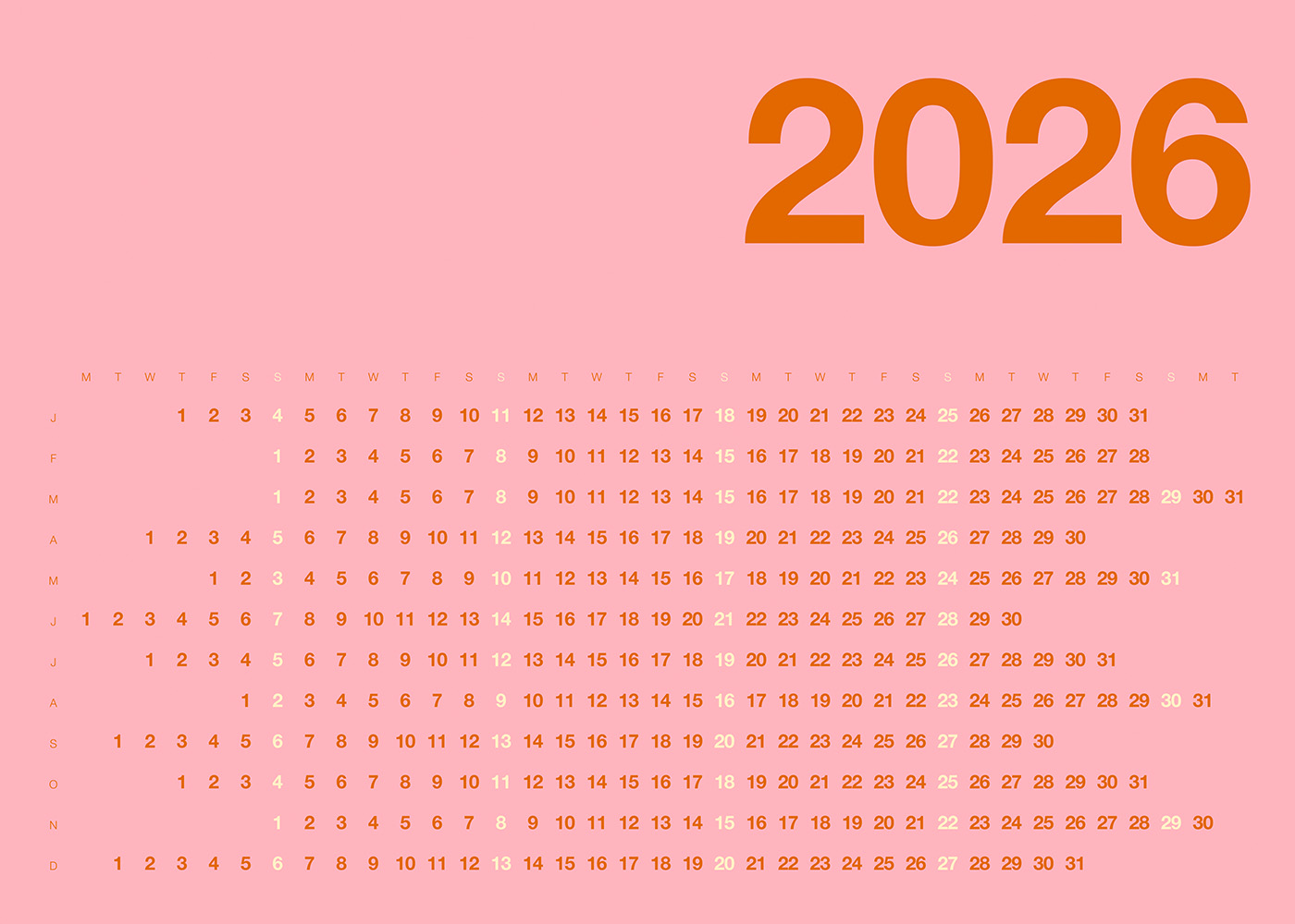 Pink Landscape Calendar 2026 Poster