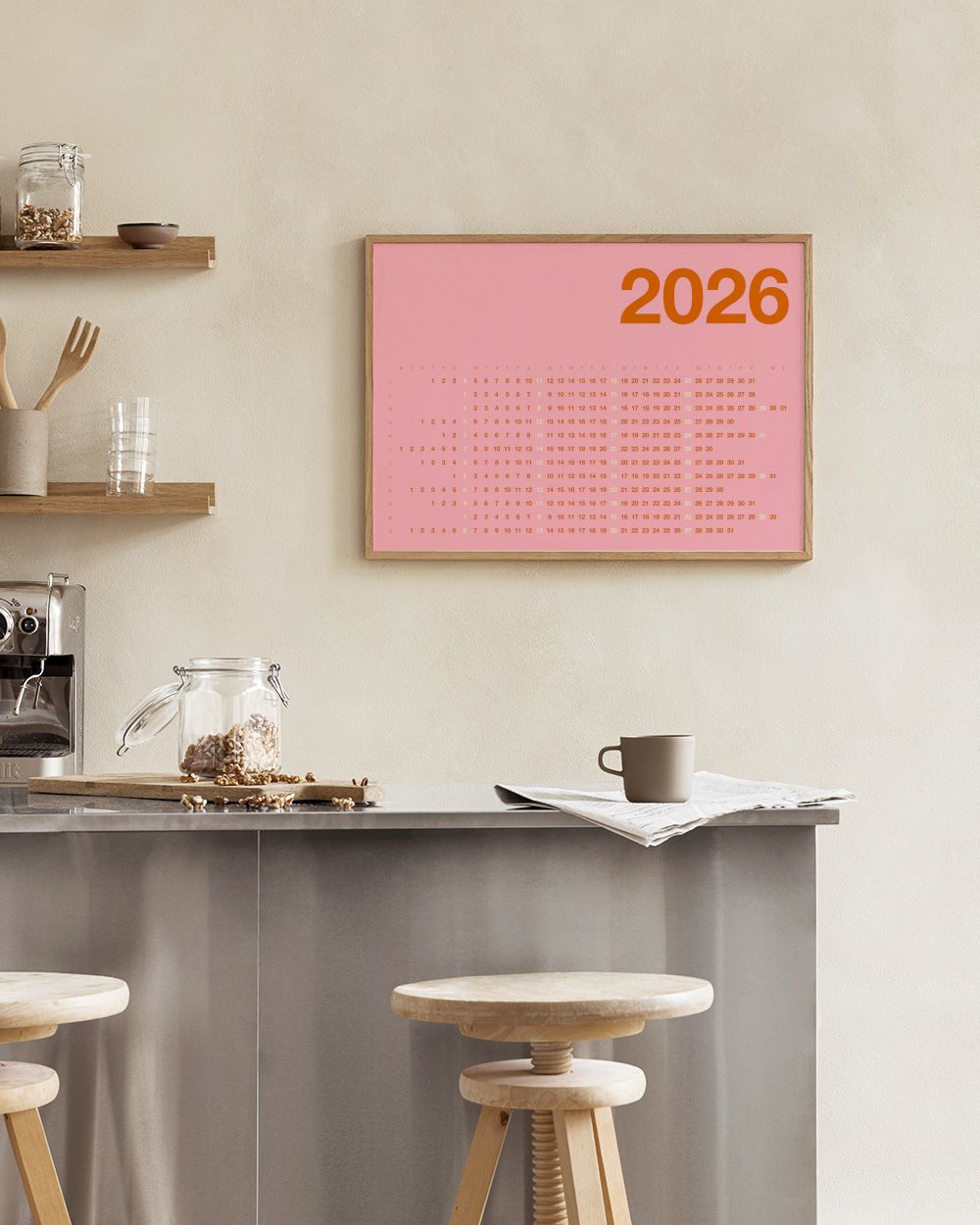 Pink Landscape Calendar 2026 Poster