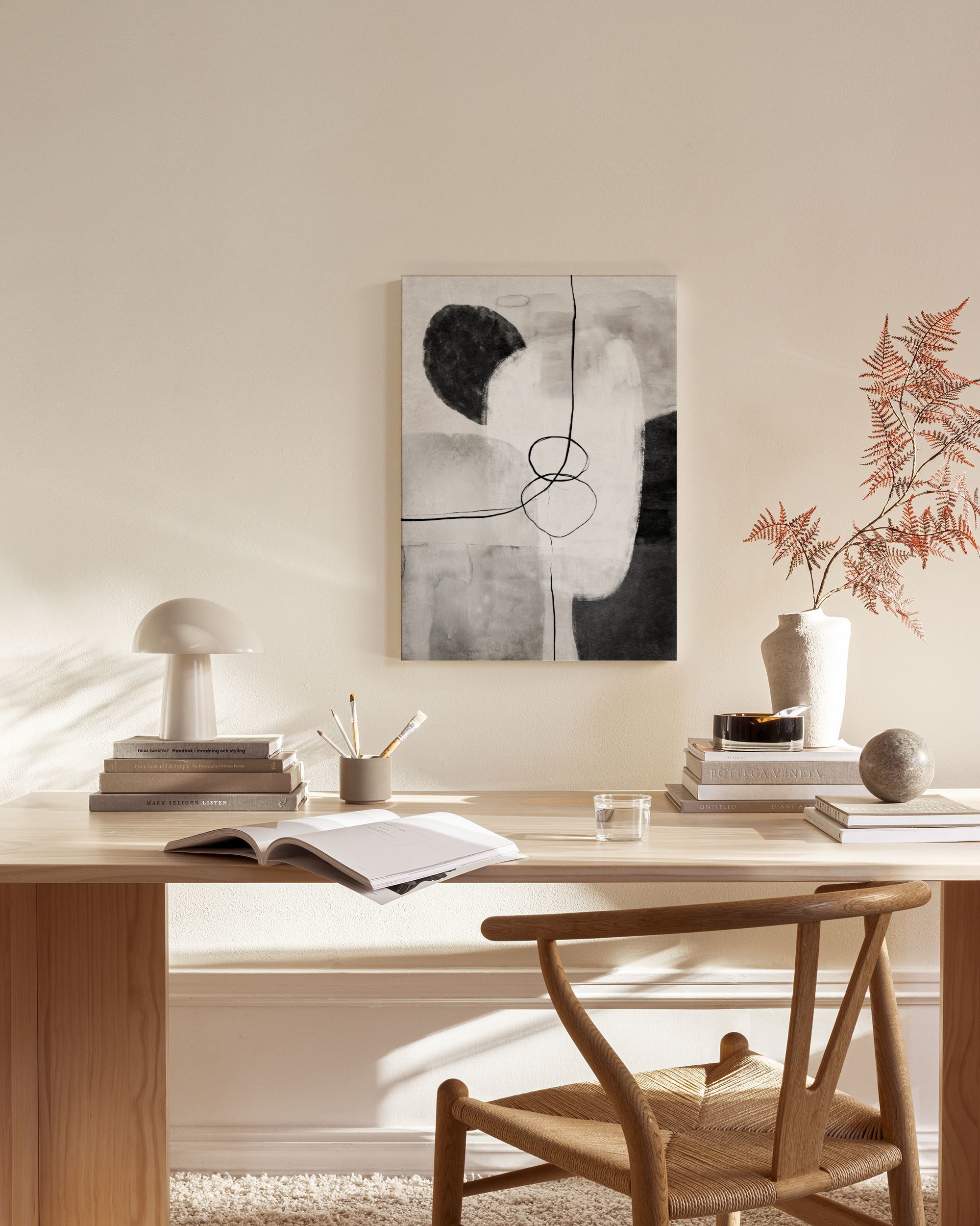 Toile abstraite Painted Monochrome Shapes No1 – Tableau contemporain en ...