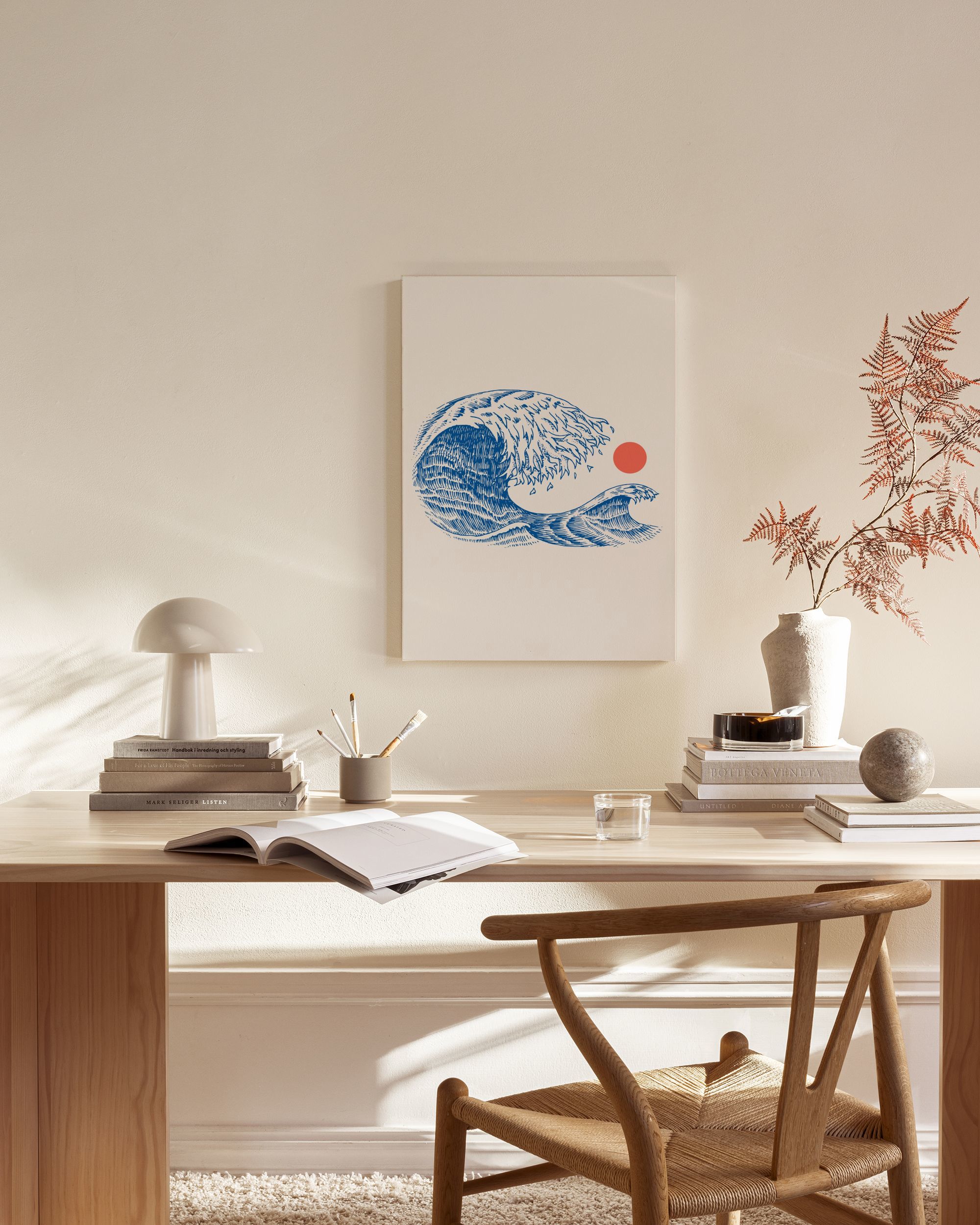 Toile The Wave – Tableau moderne ambiance apaisante pour salon | desenio.fr