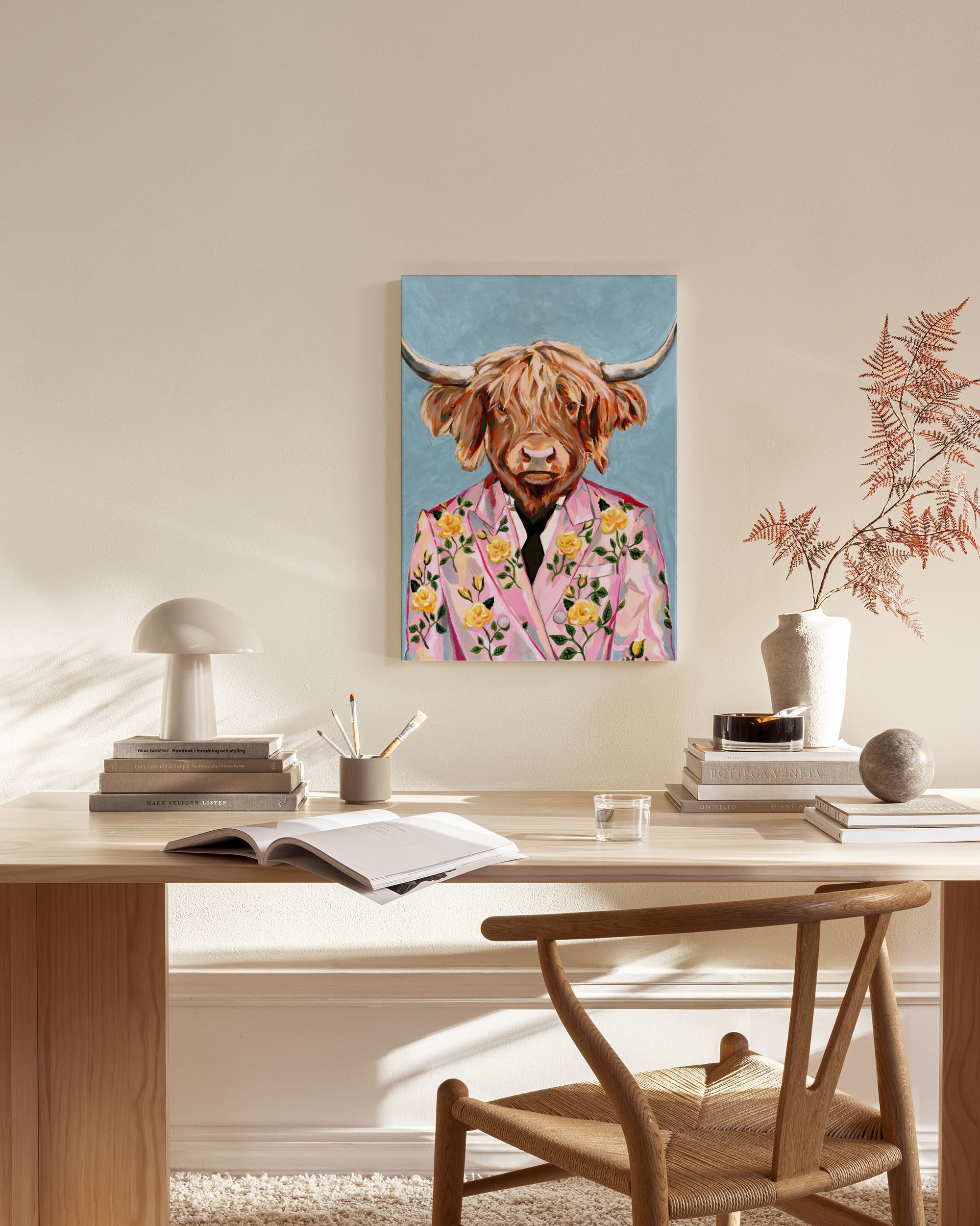 Heather Perry Artsy Cow Canvas Print – Fun Animal Art Poster